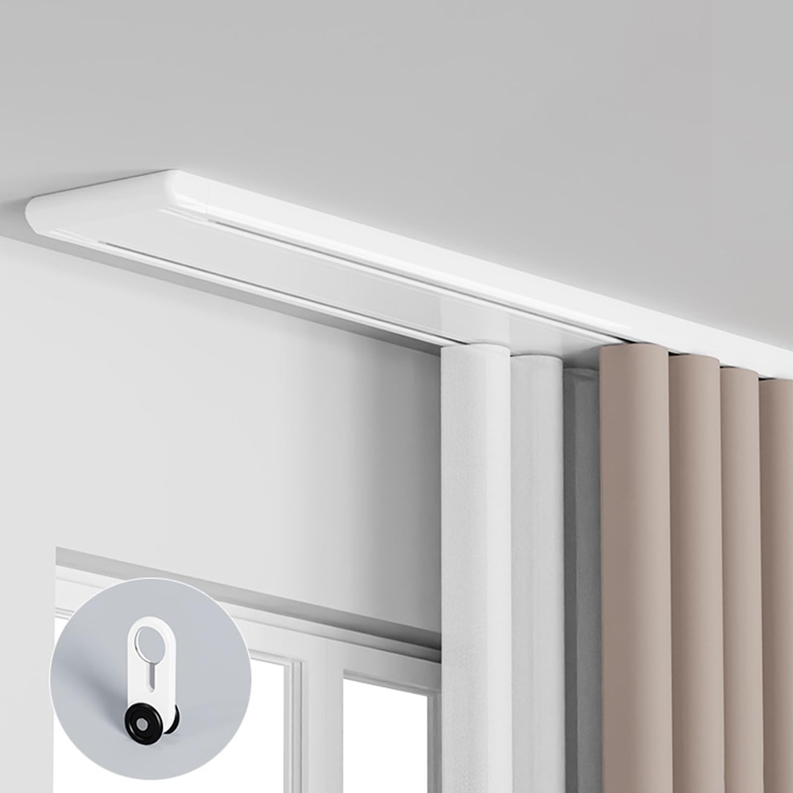 Amazon.com: Silent Double Row Curtain Track, Duty Drop Ceiling Curtain ...