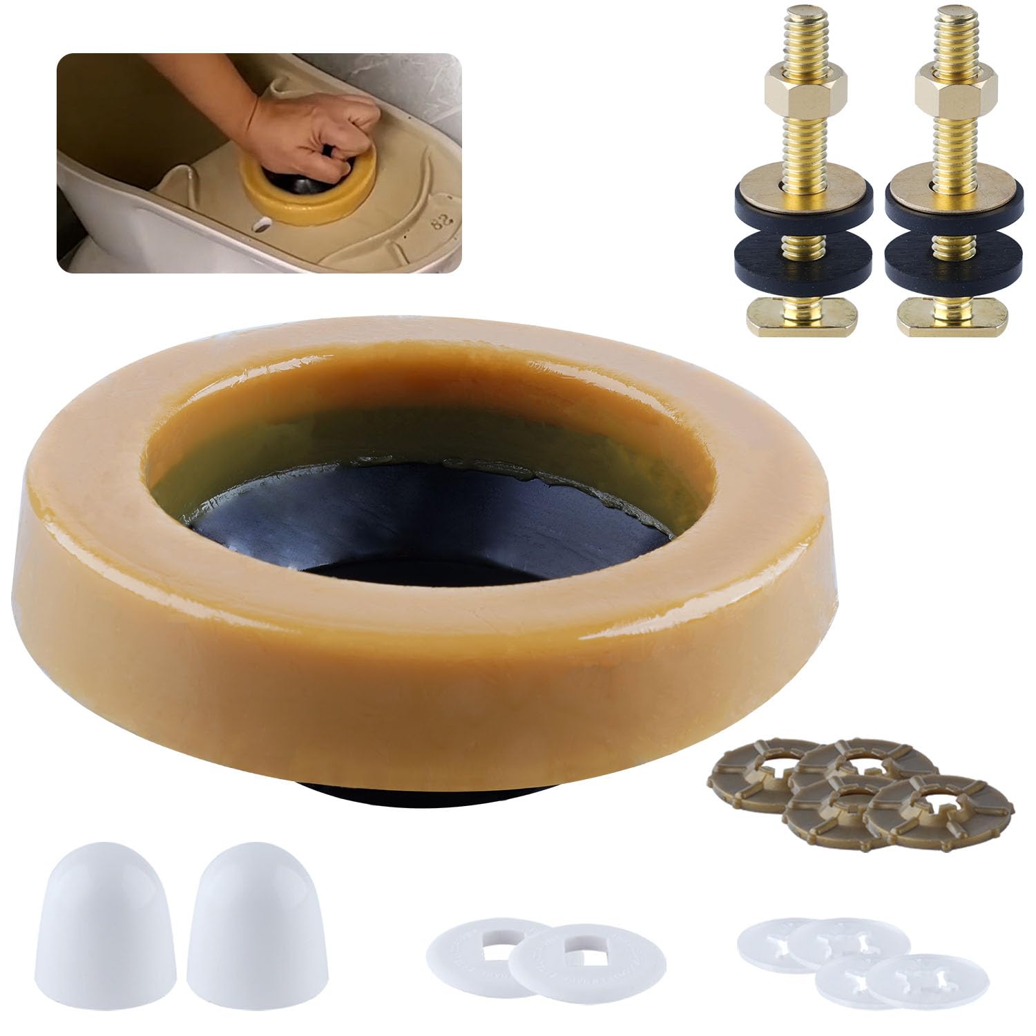 Universal Toilet Wax Ring Kit With Bolts,PE Flange And Extra Retainers ...