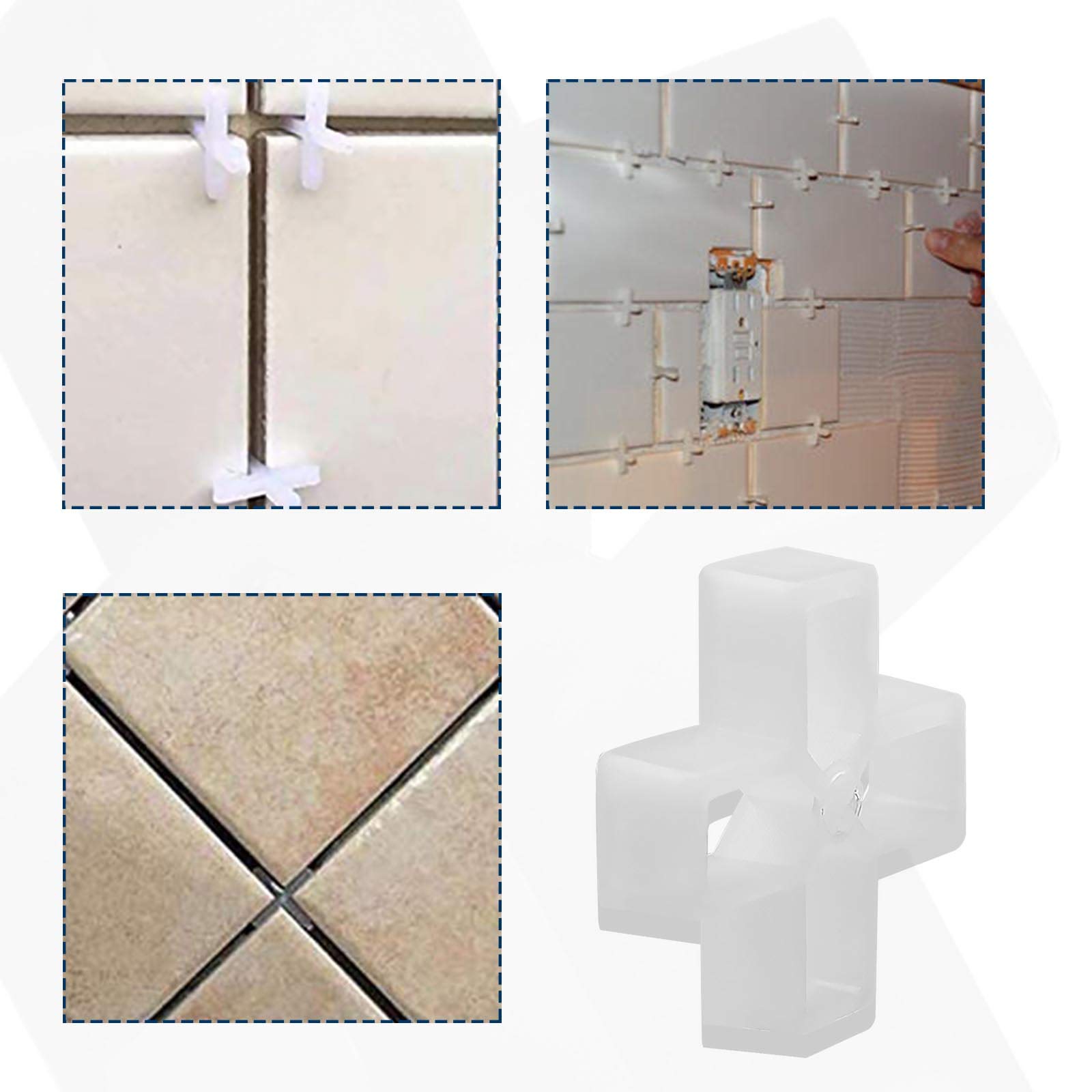 100x Cross Shaped Tile Spacers 10mm Joints Plastic Hollow Structure ...