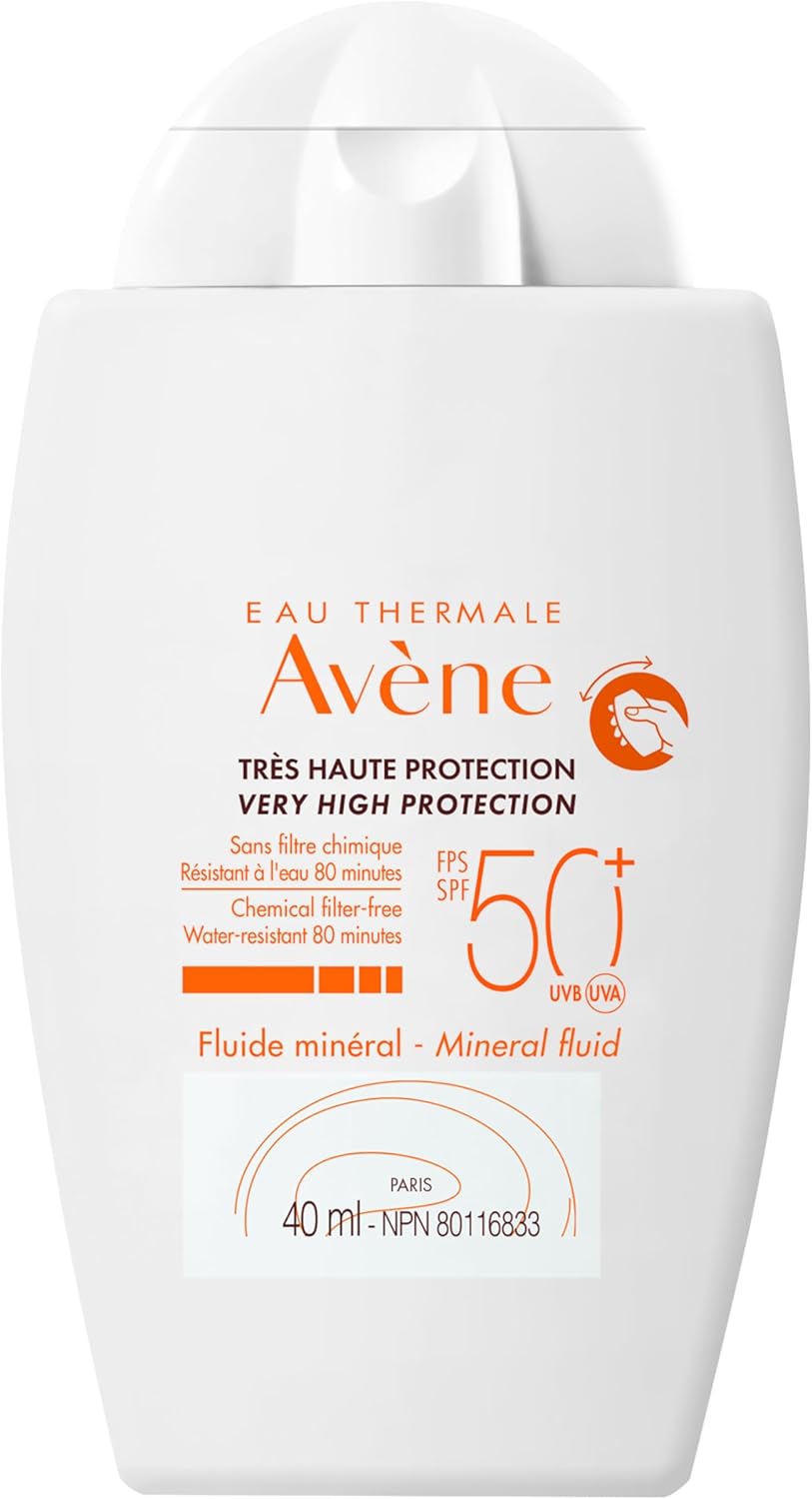 Eau Thermale Avène 50+ Mineral Fluid, SPF 50+ Suncare Fluid for Sensitive Skin, Very High ...