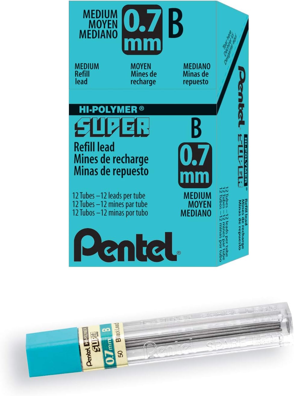 Pentel Super Hi-Polymer Lead Refills for Mechanical Pencils, 12 Leads ...
