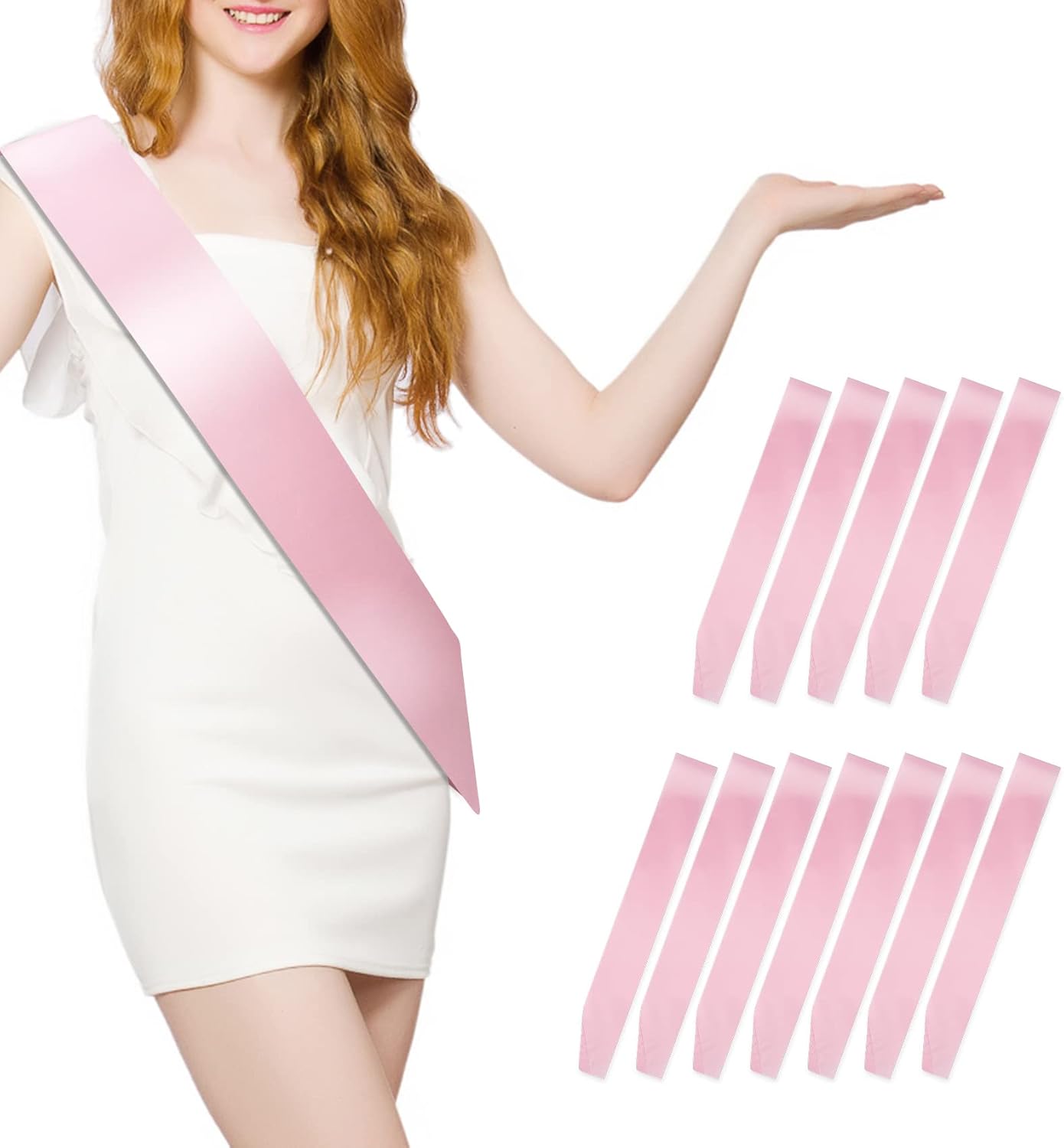 Amazon.com: 12 Pcs Sash Blank Satin Sash Party Supplies Pink Sash Plain ...