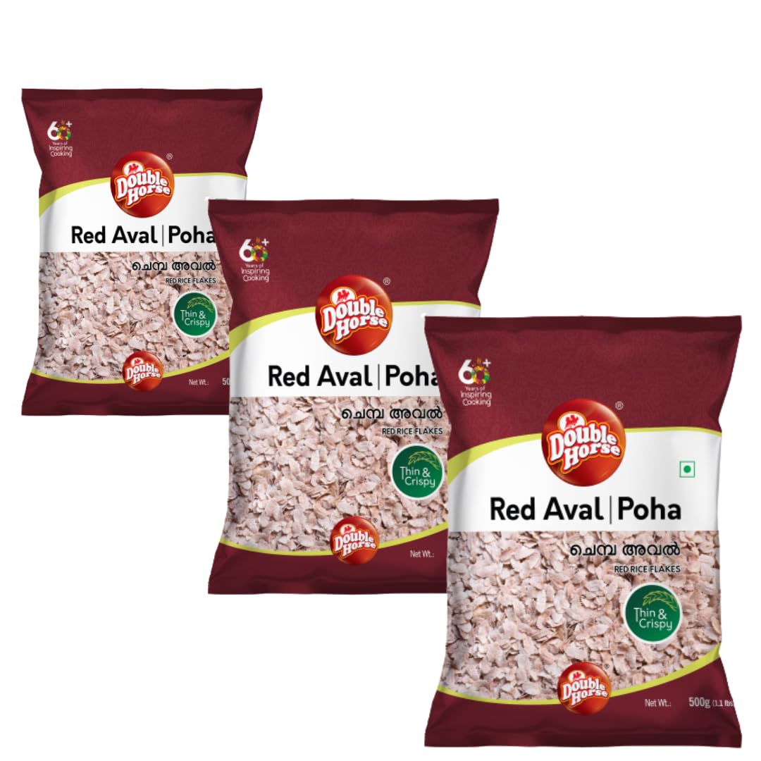 Double Horse Organic Red Rice Aval - 500 g (Pack of 3)| Red Rice Poha ...