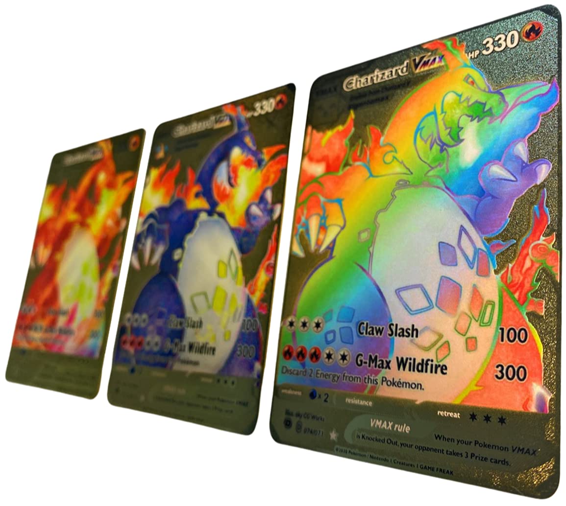 Buy Charizard Vmax Pokemon Cards Rare - Set of 3 Custom Metal Charizard ...