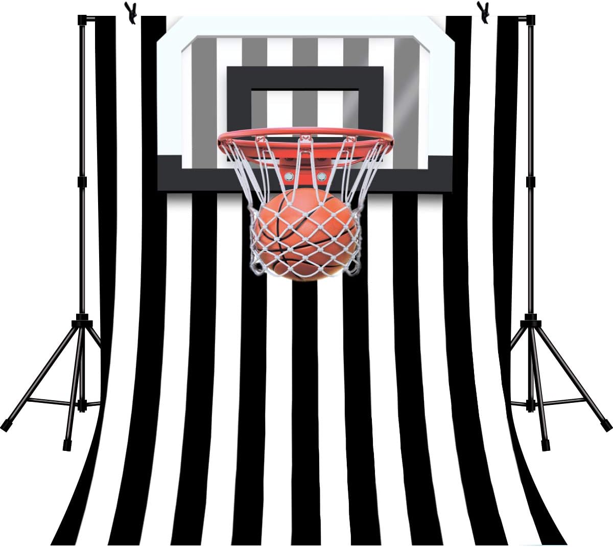 Amazon.com : Black and White Stripe Backdrop for Sports Basketball ...