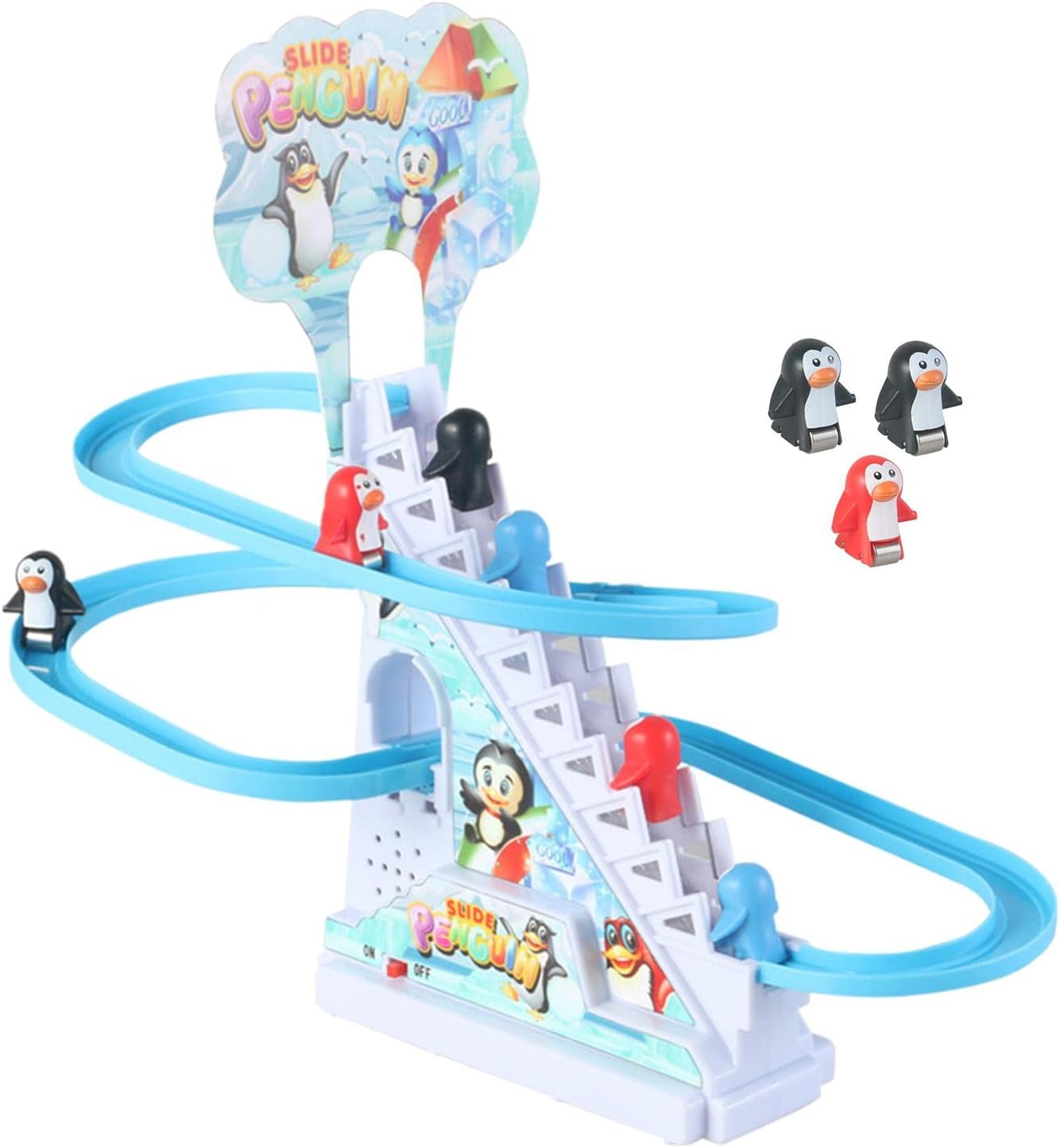 Amazon.co.jp: PEWETE Electric Penguin Climbing Stair Toys Penguin Stair ...