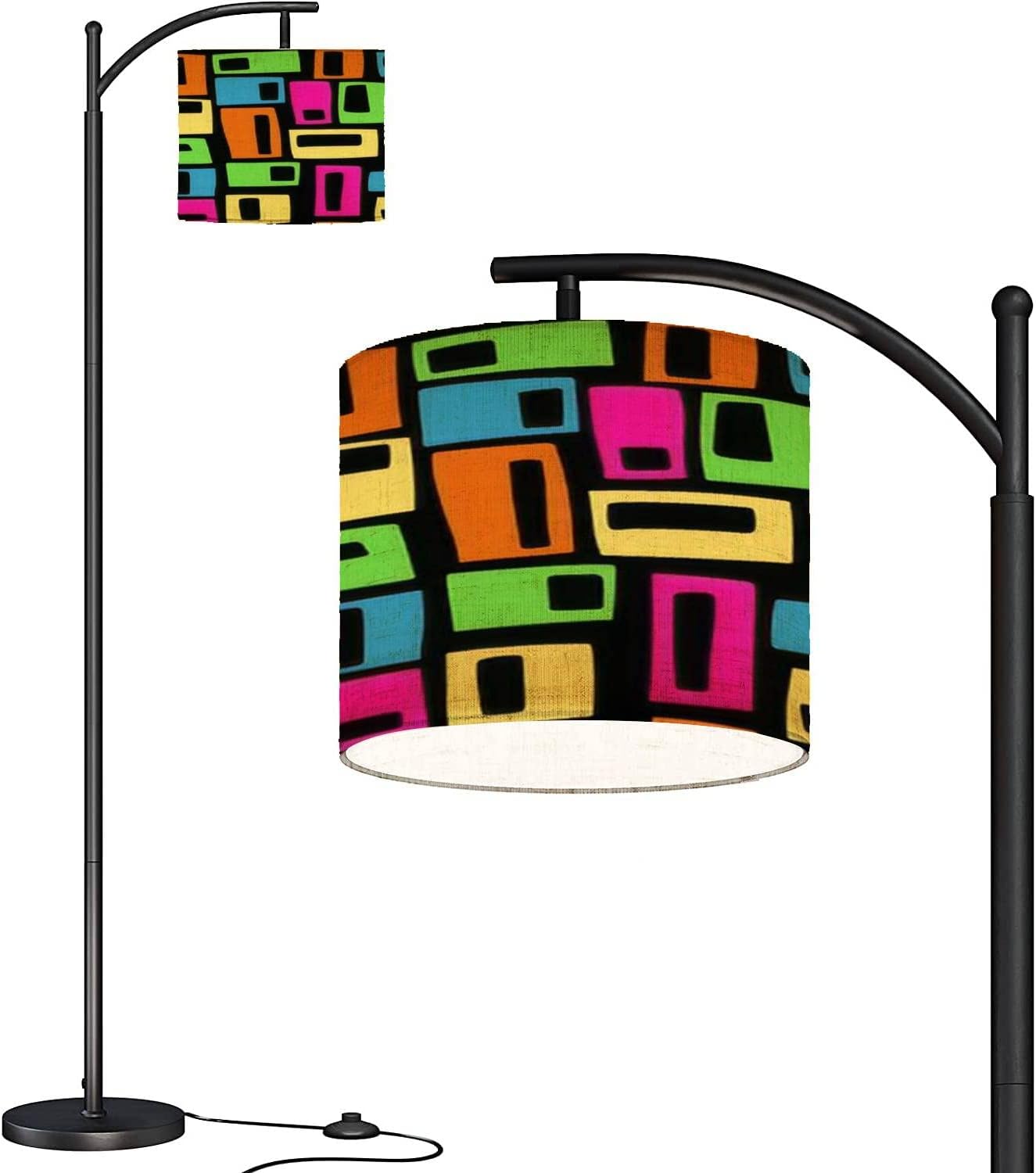 LOPYEIJFG Modern Arc Floor Lamp with Dimmer Mid Century Bright Colorful ...