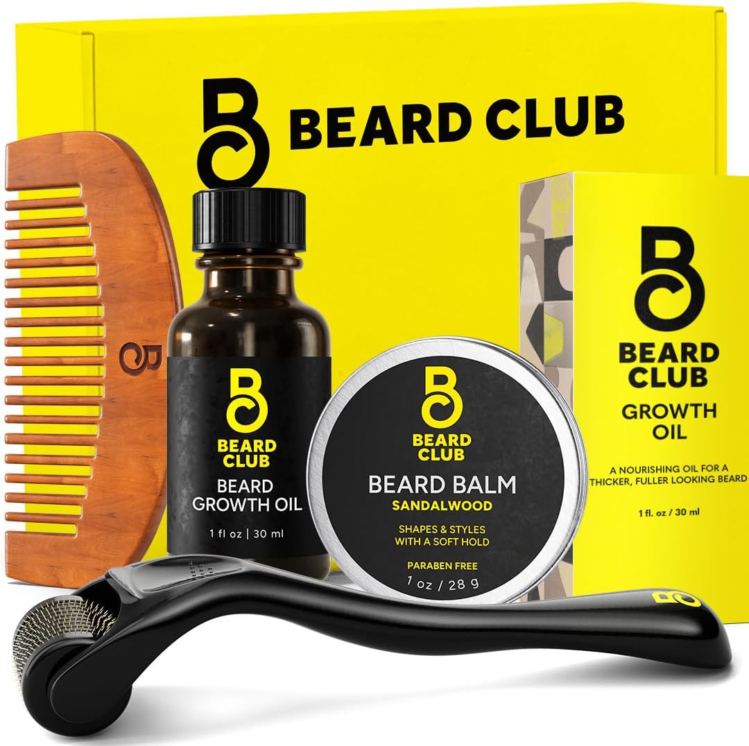 Amazon.com : The Beard Club Beard Growth Kit - Derma Roller, Beard ...