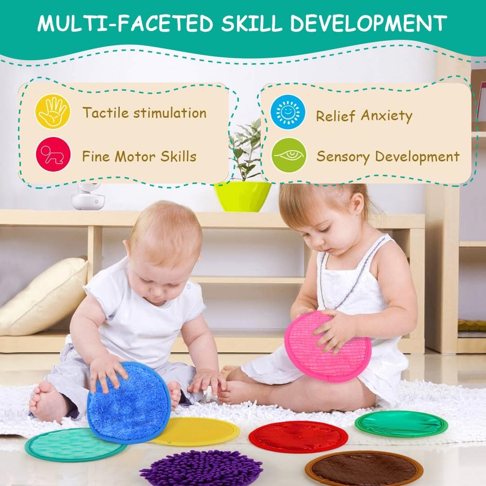 beetoy Sensory Mini Mats, 9 Set Textures Sensory Mats, Autism Sensory ...