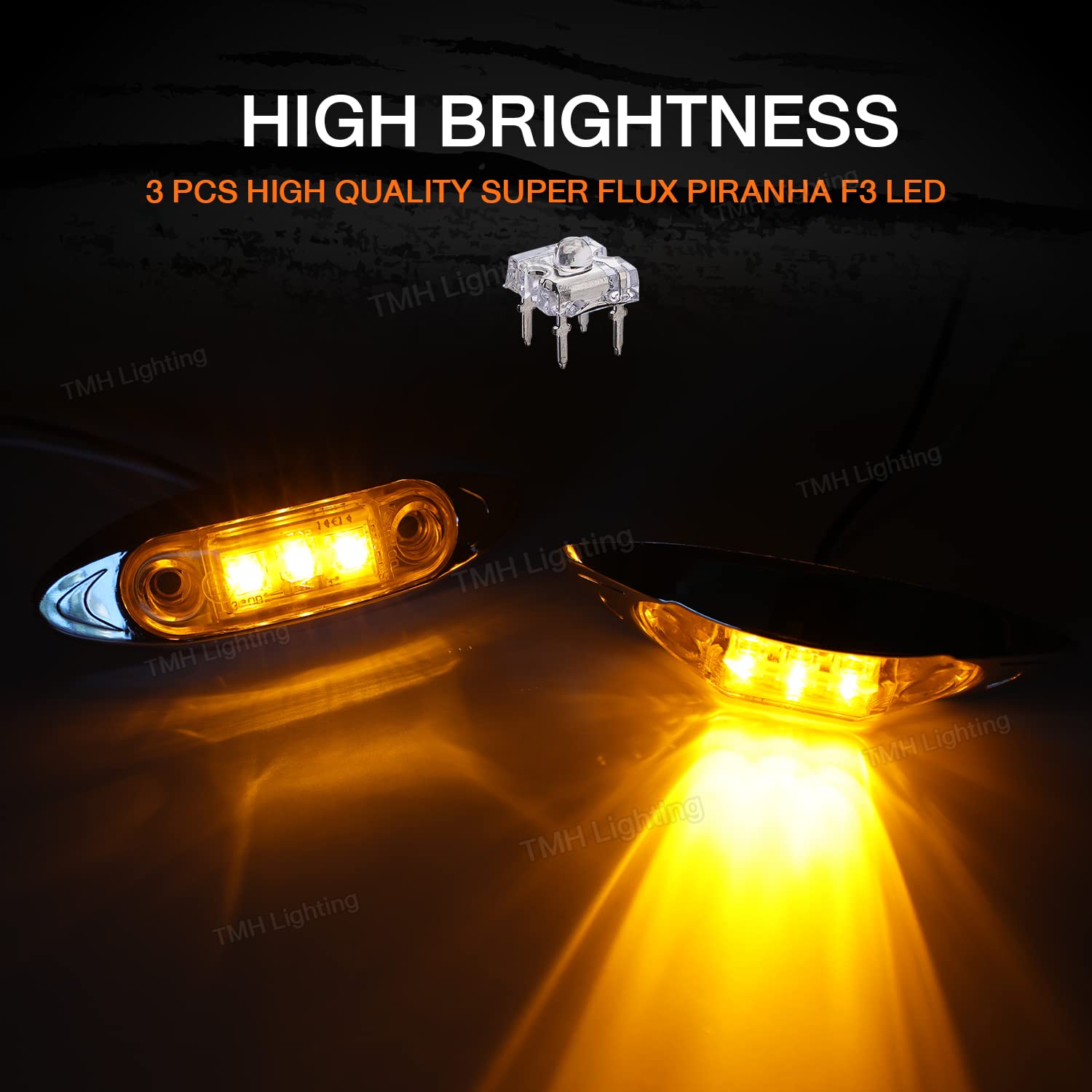 Snapklik.com : 10 Pcs 2.5 Inch Amber Mini Sealed Side Marker Light ...