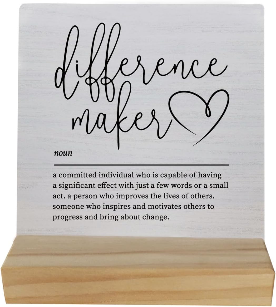 Amazon.com: Difference Maker Definition Desk Small Wood Sign Signs with ...
