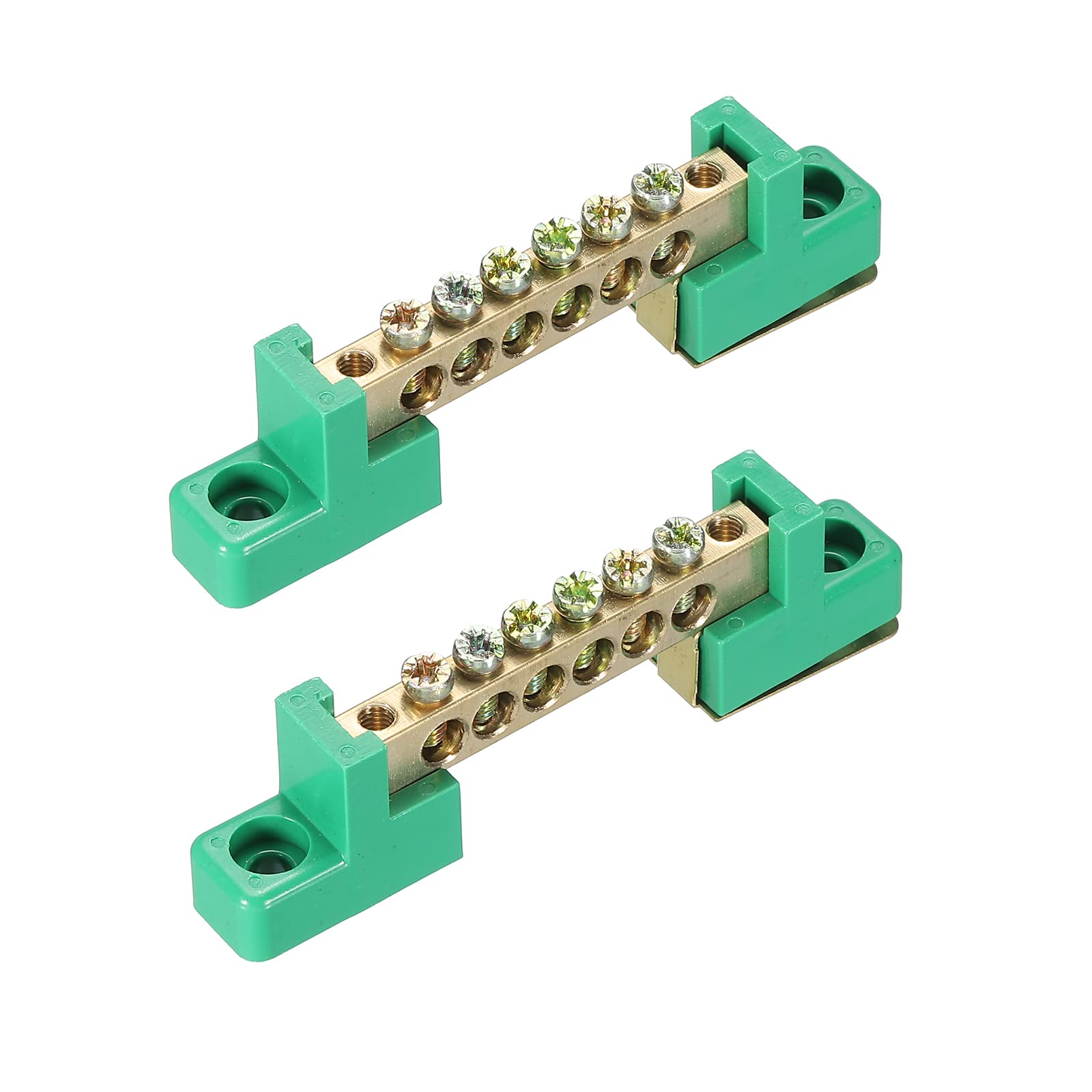 MECCANIXITY Terminal Ground Bar Screw Block Barrier Brass 6 Positions ...