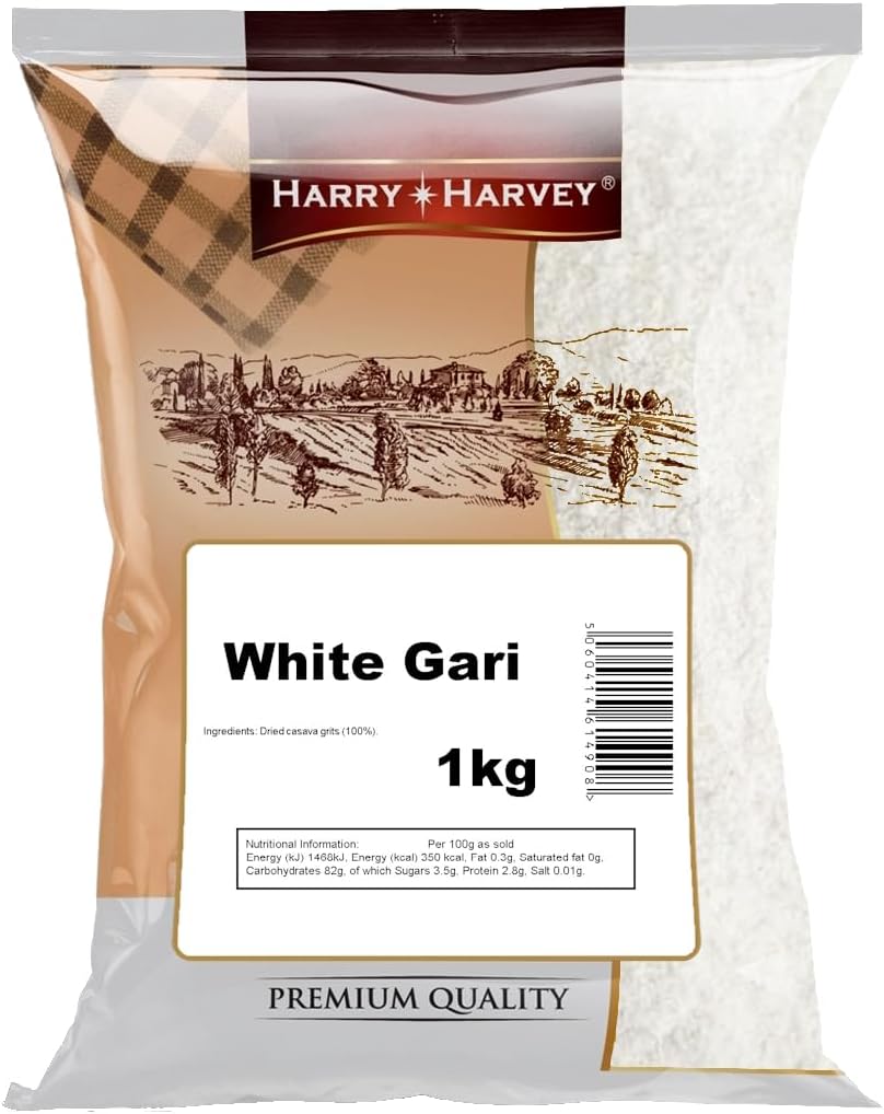 Harry Harvey White Gari 1 kg | Gluten-Free Cassava Flakes/Garri Flour ...