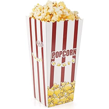 Amazon.com: Popcorn Containers Boxes (100 Pack) - Striped White and Red ...