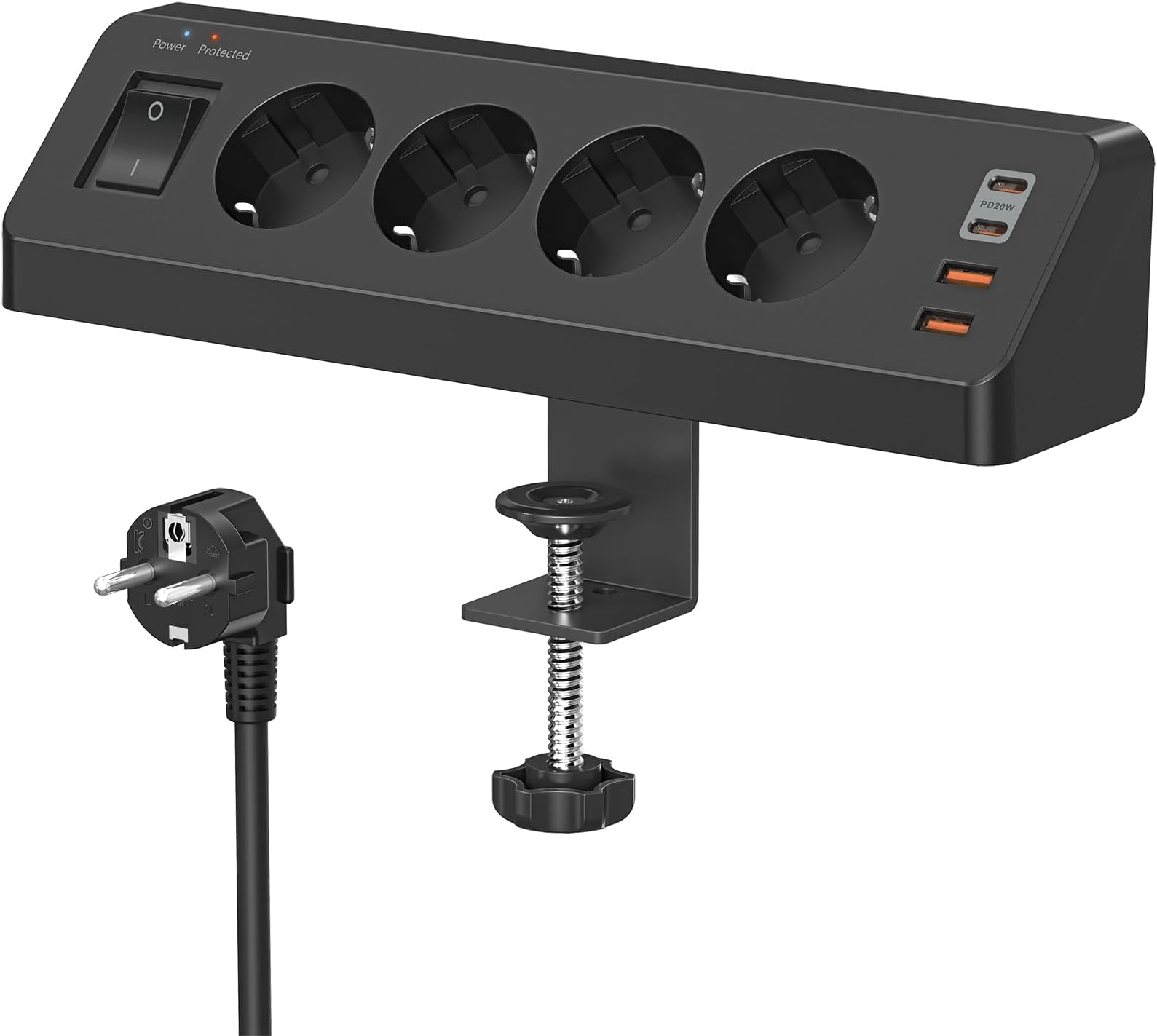 3 Fach Tischsteckdose mit 2 QC und Typ-C PD20W, 7 in 1 ...