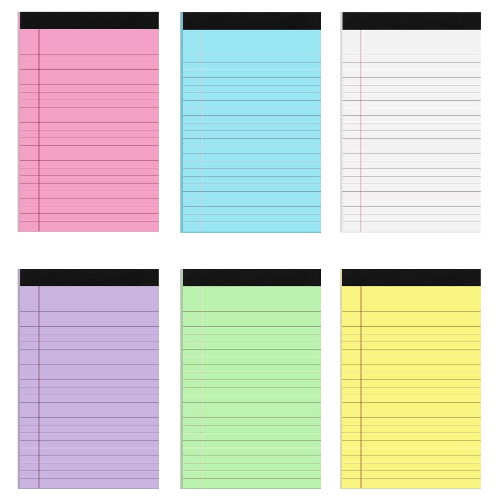 Amazon.com : 6 Packs Legal Pads 5x8, Totally 180 Sheets Colored Legal ...