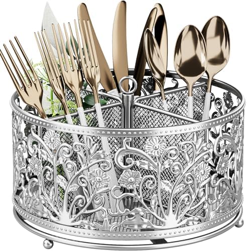 Amazon.com - Kivsty Glass Silverware Holder Kitchen Utensil Holder ...