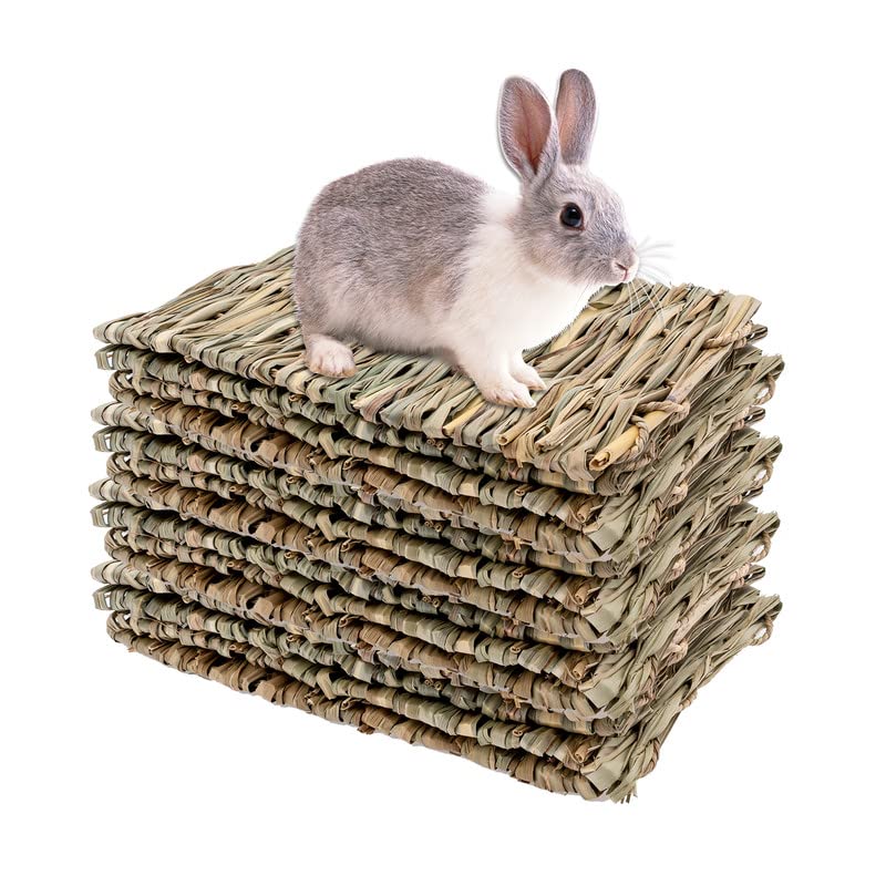 12 Pack Woven Grass Mat, Rabbit Natural Straw Woven Bed Mat Woven Hay ...