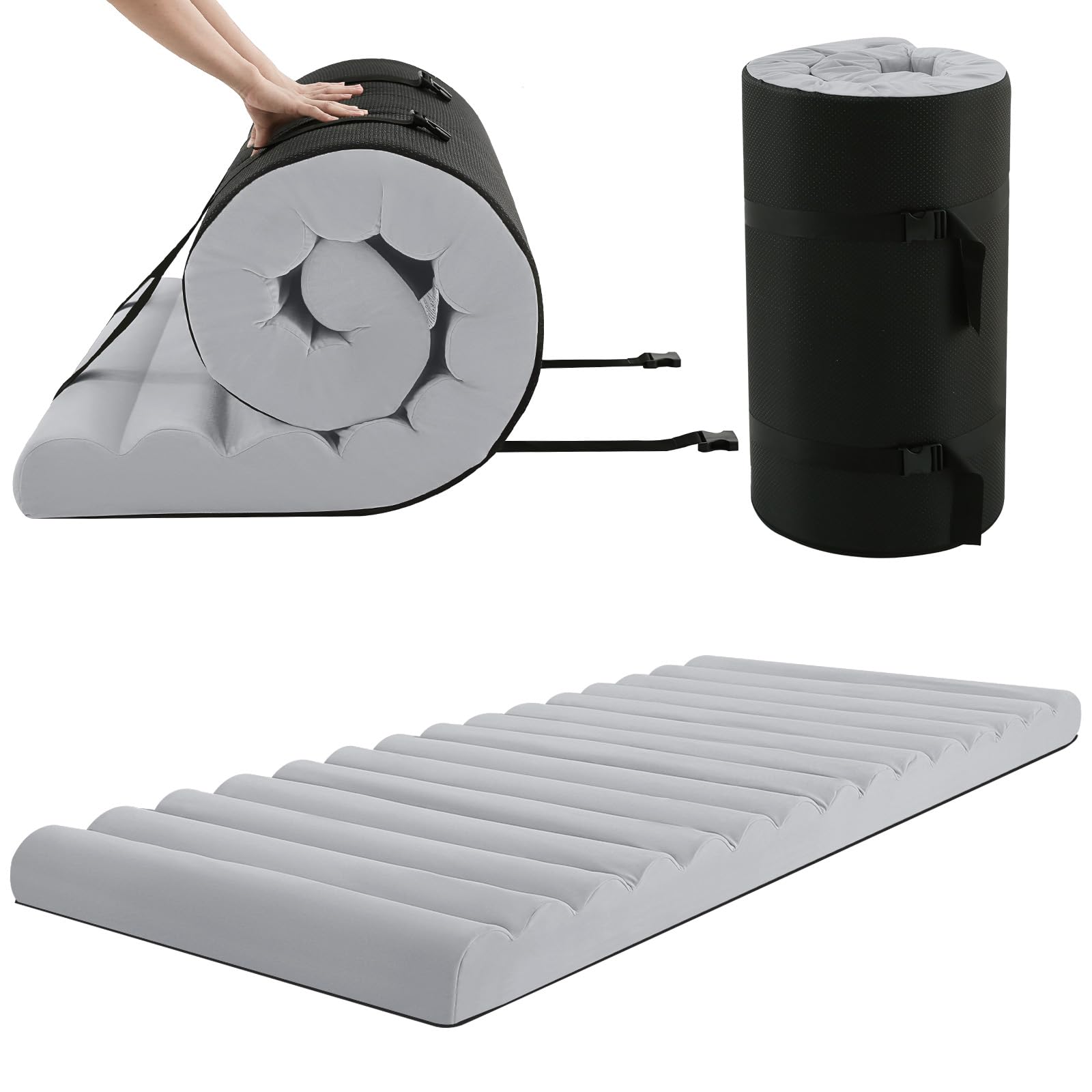 MeMoreCool Roll Up Floor Mattress Single, 10cm Thick Portable Futon ...