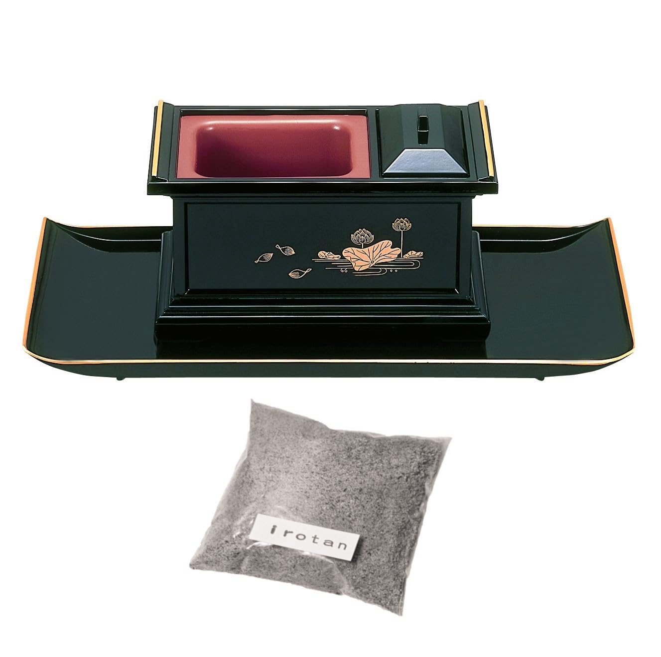 Amazon｜irotan 焼香盆セット 6寸(香炉、焼香盆、香炉灰) 黒｜仏壇用香炉 オンライン通販