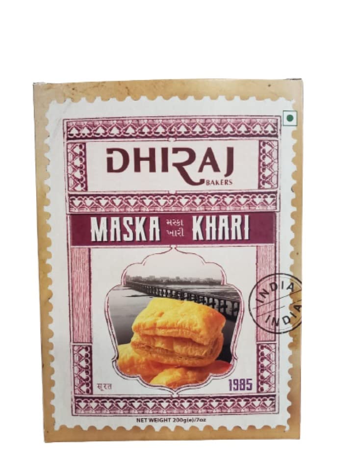 DHIRAJ BAKERS Surti Maska Khari Tea Time Snacks Biscuit - 200GM - Price ...