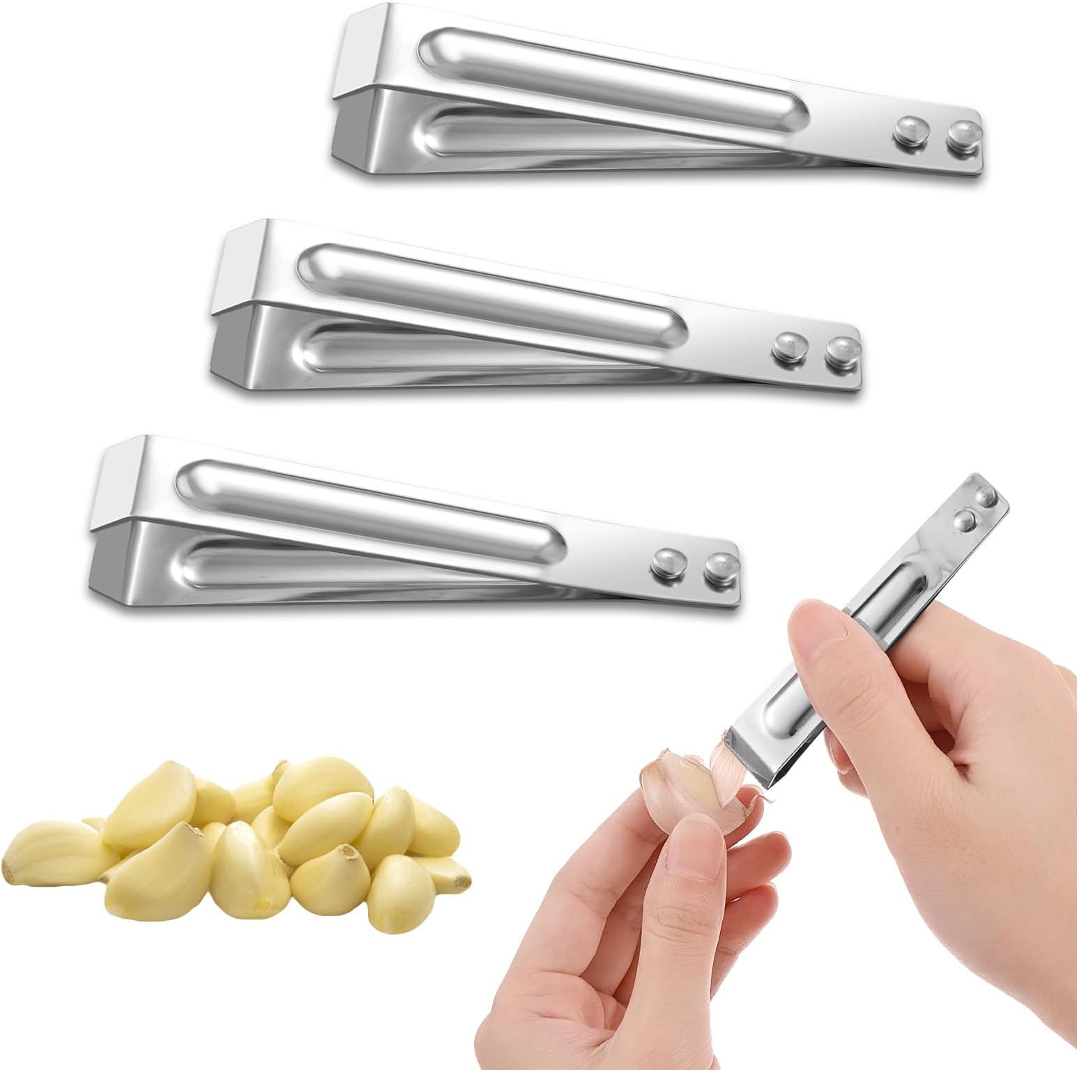 Amazon.com: Garlic Peeler - 3 Pcs Garlic Skin Remover Set Stainless ...