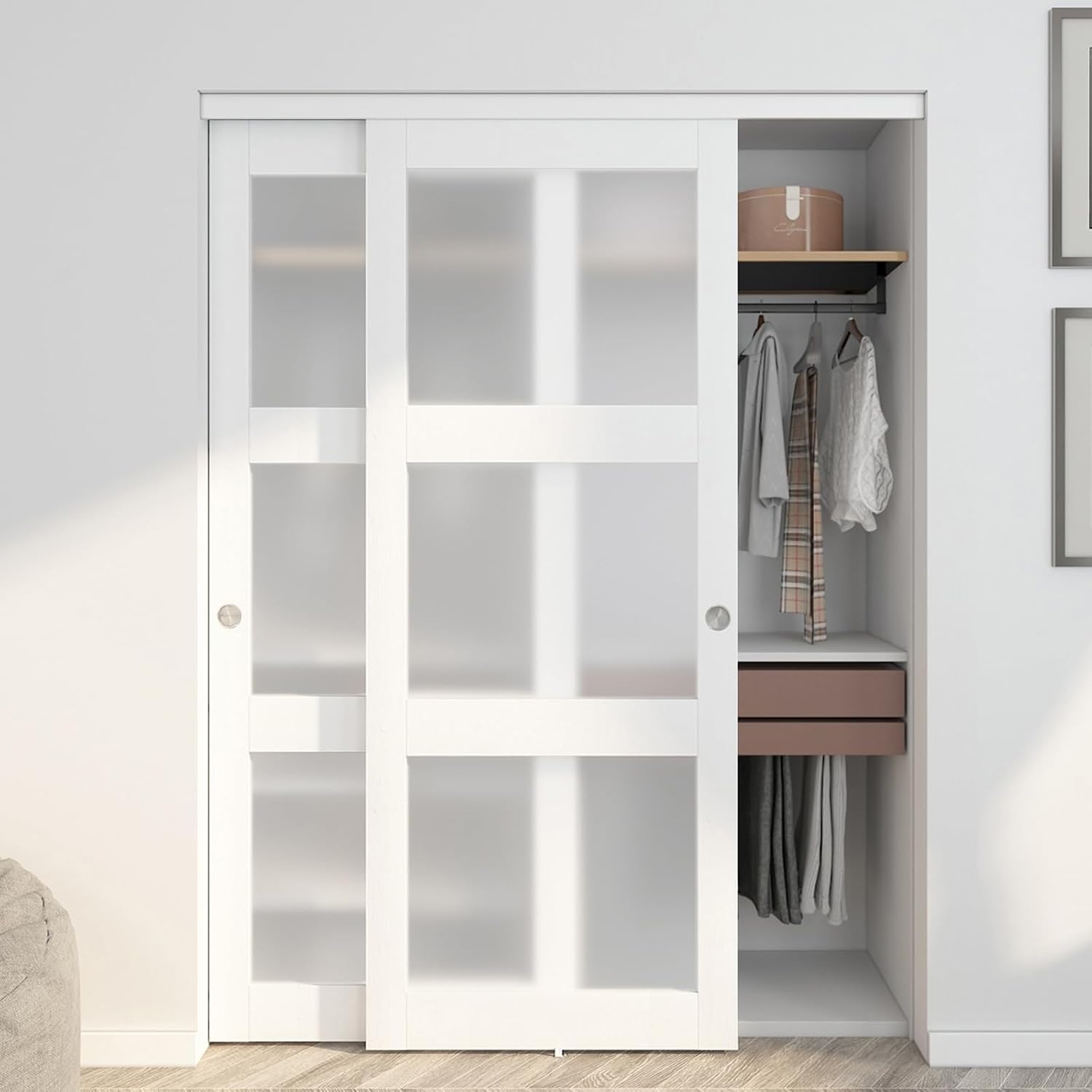 Amazon.com: JUBEST Sliding Closet Door 60"(Double 31") x 80", 3-Lite ...