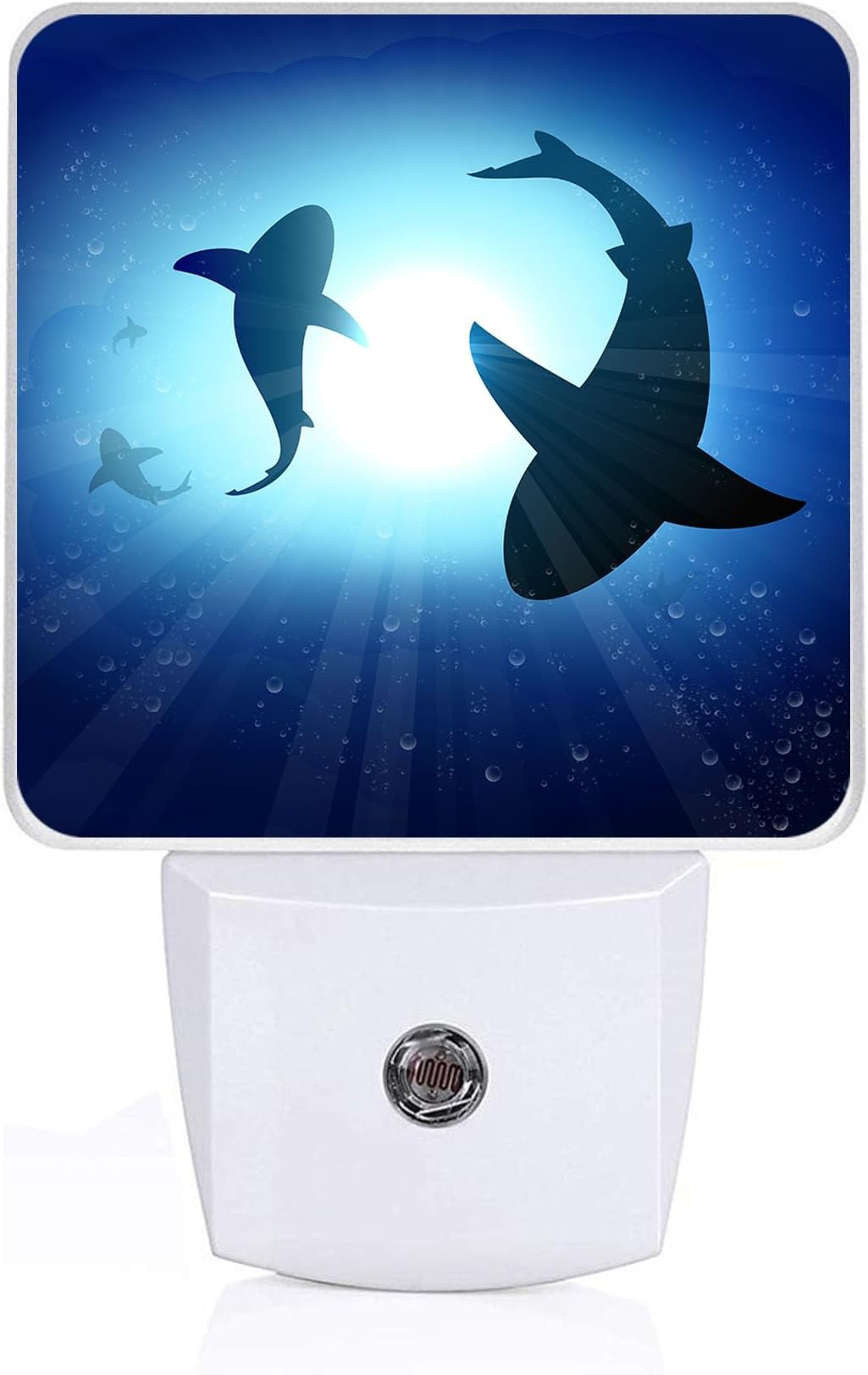 SLHFDKL Blue Cute Shark Night Light, Plug-into Wall Fish Sea Ocean ...