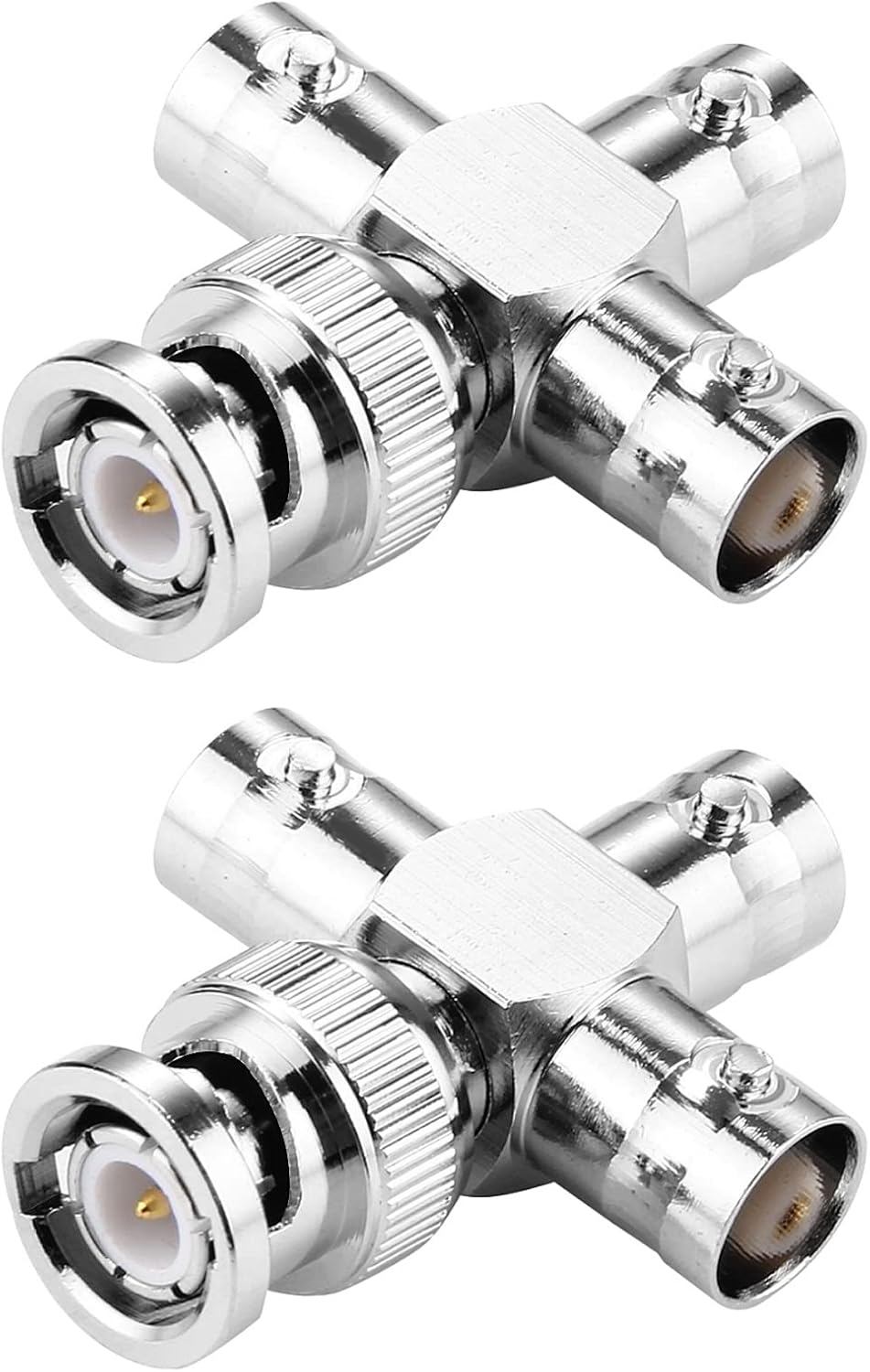 2PCS BNC Male to 3 Female Adapter T Type Coaxial Connector 4 Way Splitter Coax Adapter for ...