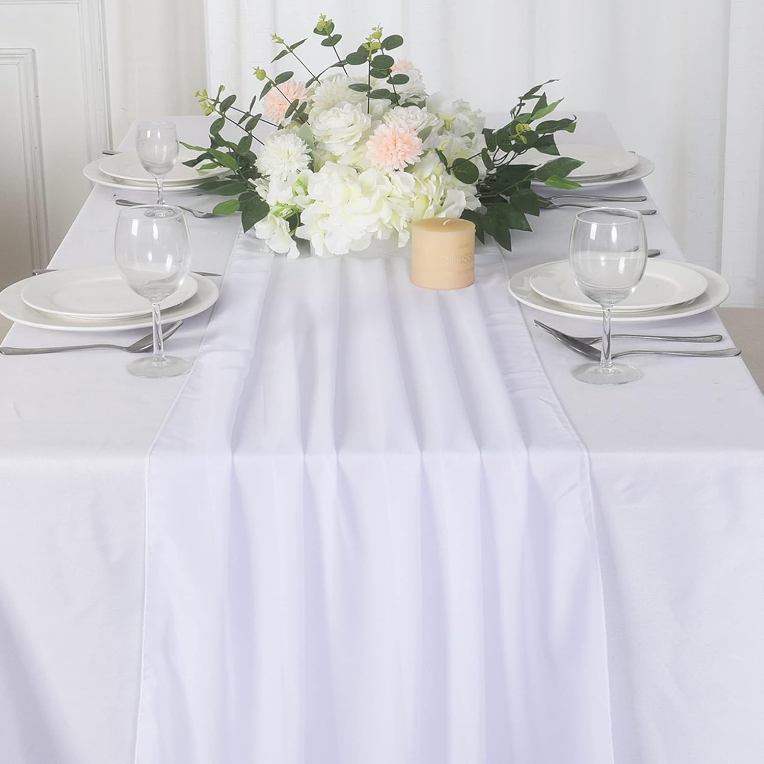 Amazon.com: Indoor-Beauty 6 Pack White Chiffon Table Runner 10ft Sheer ...