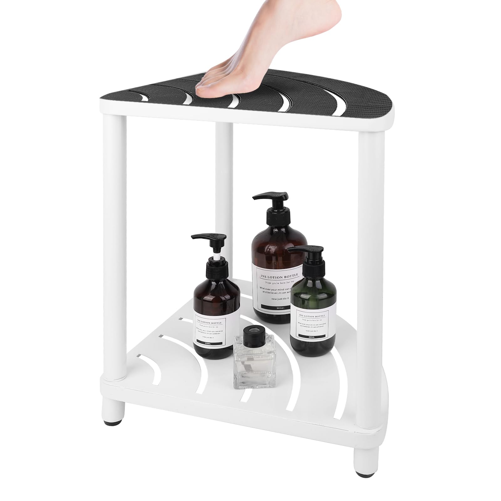 Gluck Plants Shower Foot Rest,Corner Shower Bench Stool for Shaving ...