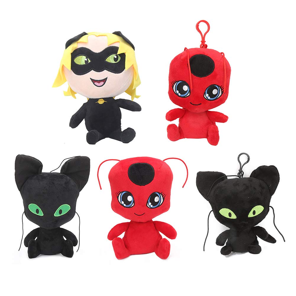 Buy Plush TOY 5Pcs/Set Soft Miraculous Ladybug Cat Noir Plagg & Tikki ...