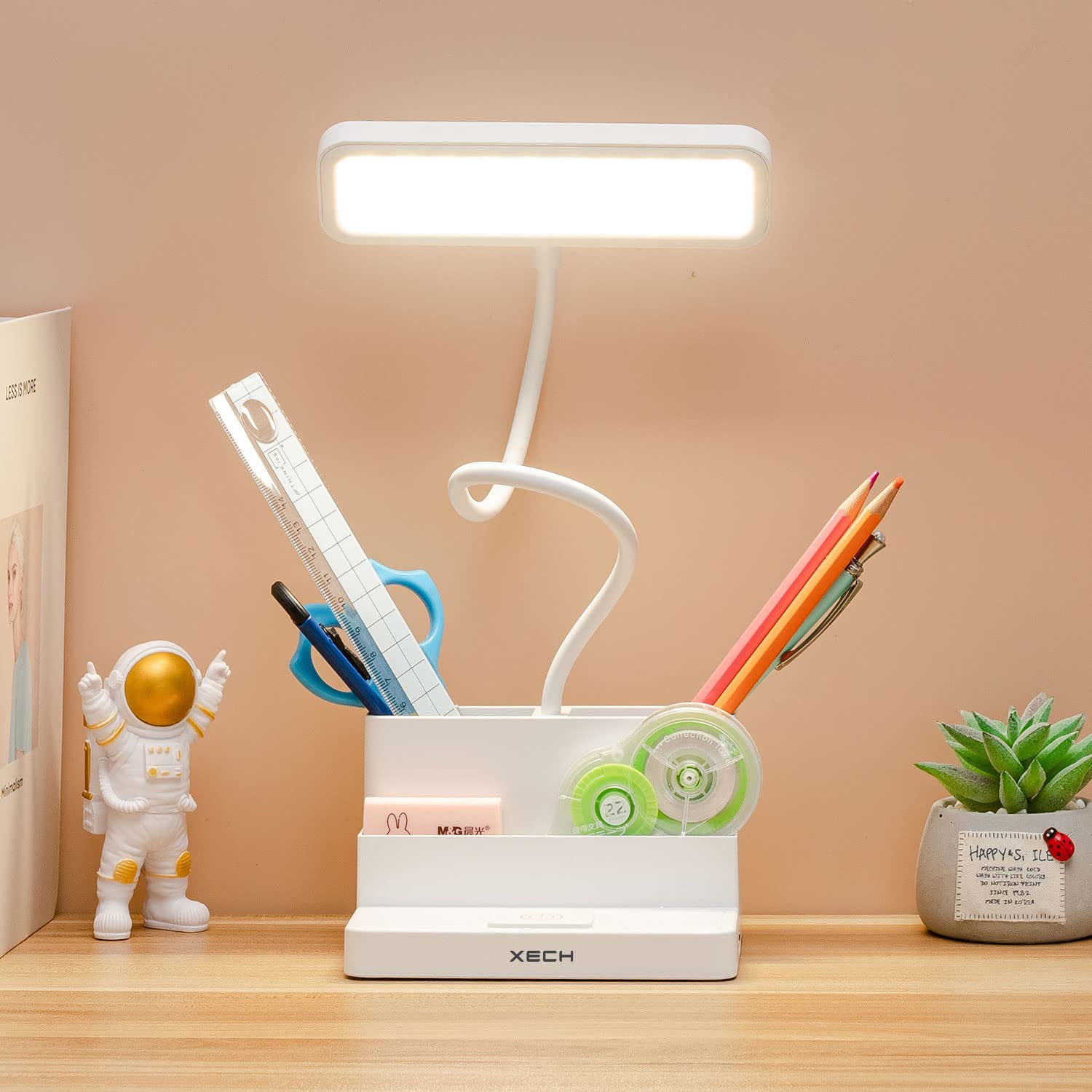 Buy Xech Table Lamp for Study LED Light with Pen Stand Smartphone ...