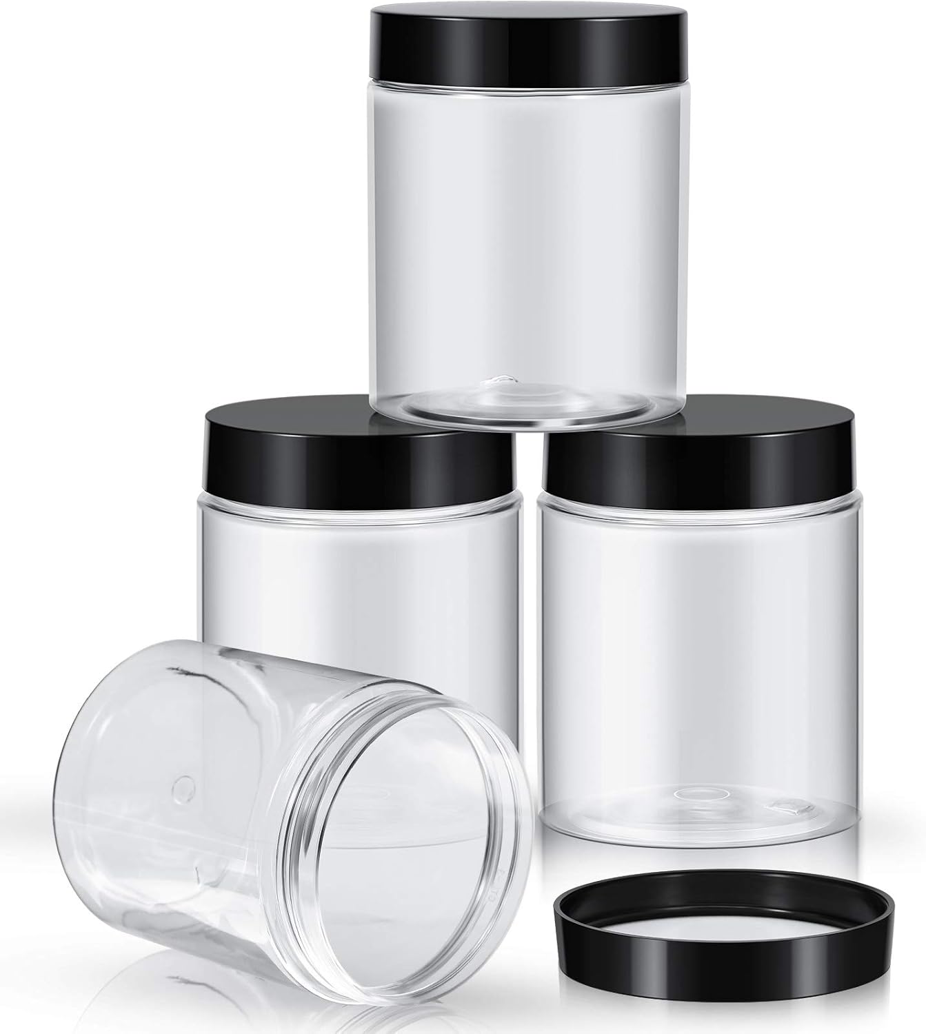 Amazon.com: 4 Pieces Round Clear Wide-mouth Leak Proof Plastic ...