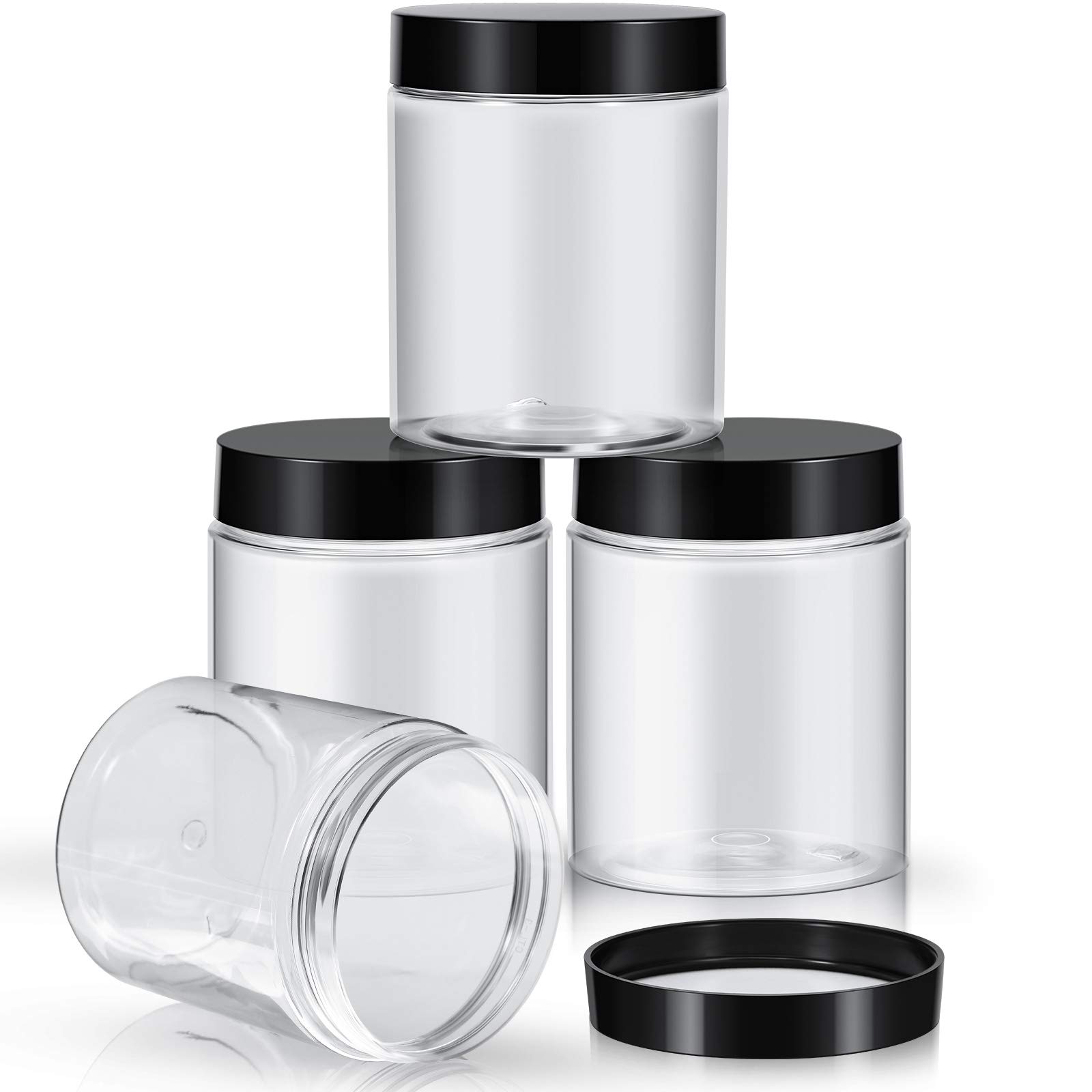 Amazon.com: 4 Pieces Round Clear Wide-mouth Leak Proof Plastic ...