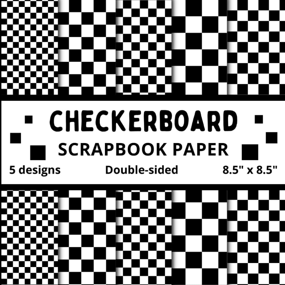 Checkerboard Scrapbook Paper: Black and White Checkered Craft Paper for ...