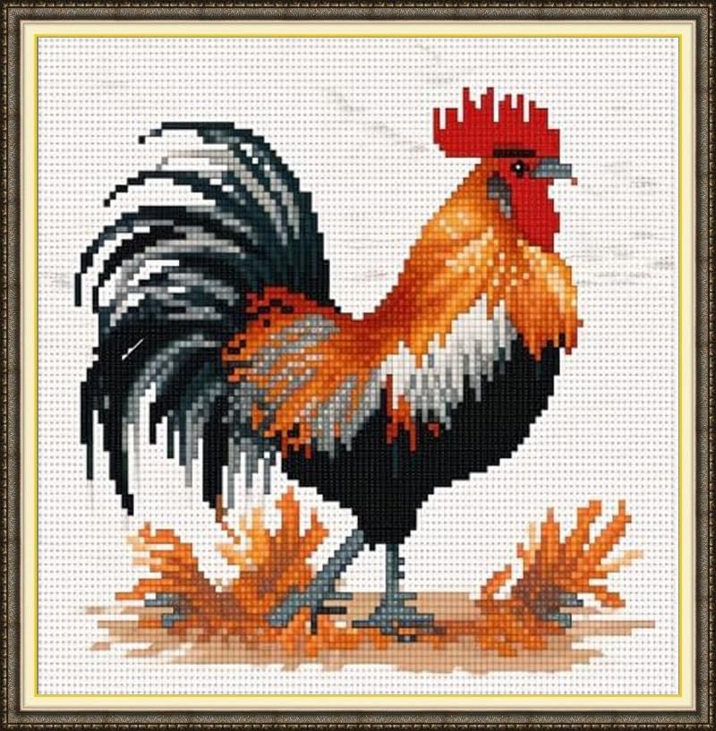 Amazon.com: 11 CT Cross Stitch Kits for Beginners Golden Chicken ...