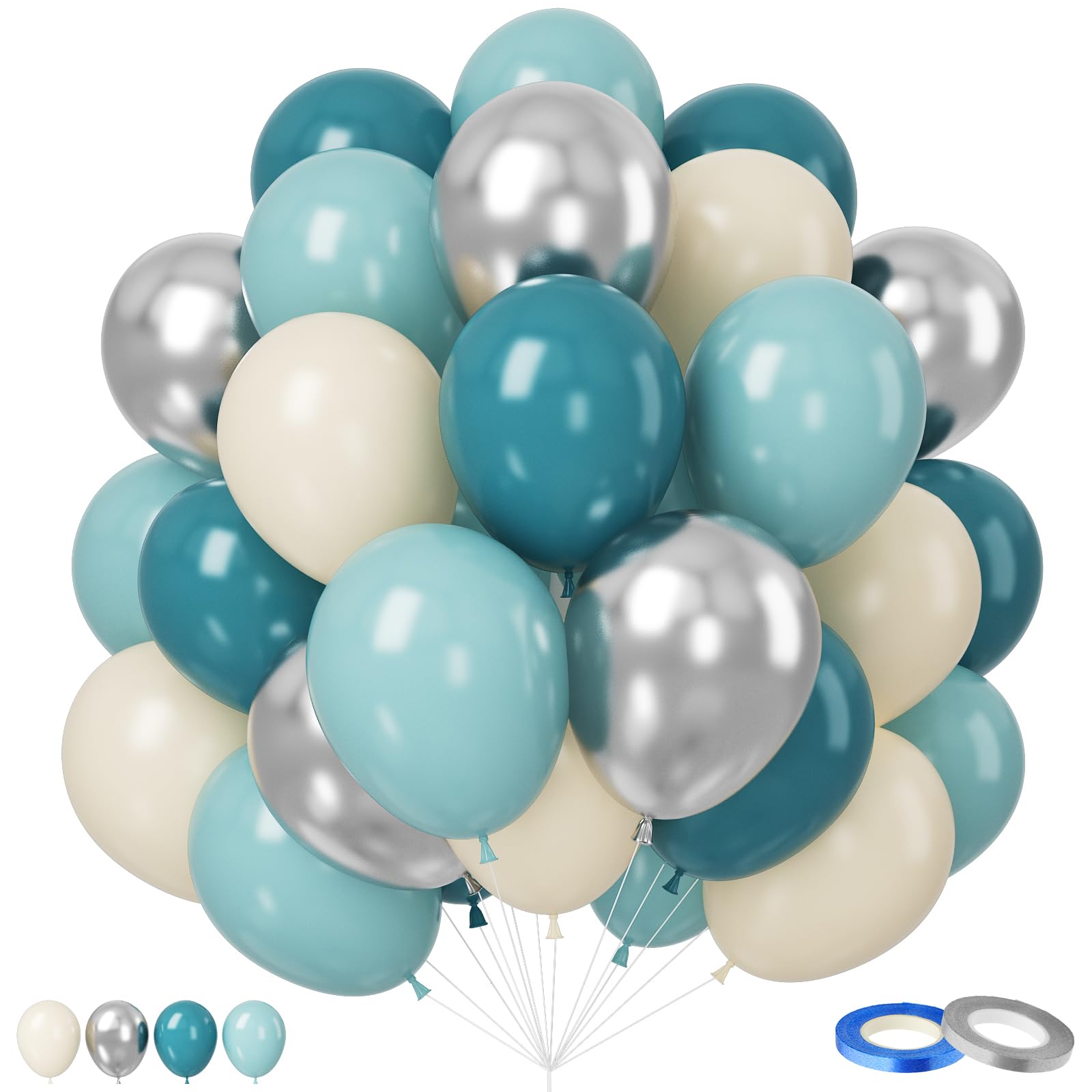 Amazon.com: Dusty Blue Silver Balloons, 12 Inch 50pcs Slate Blue Fog ...
