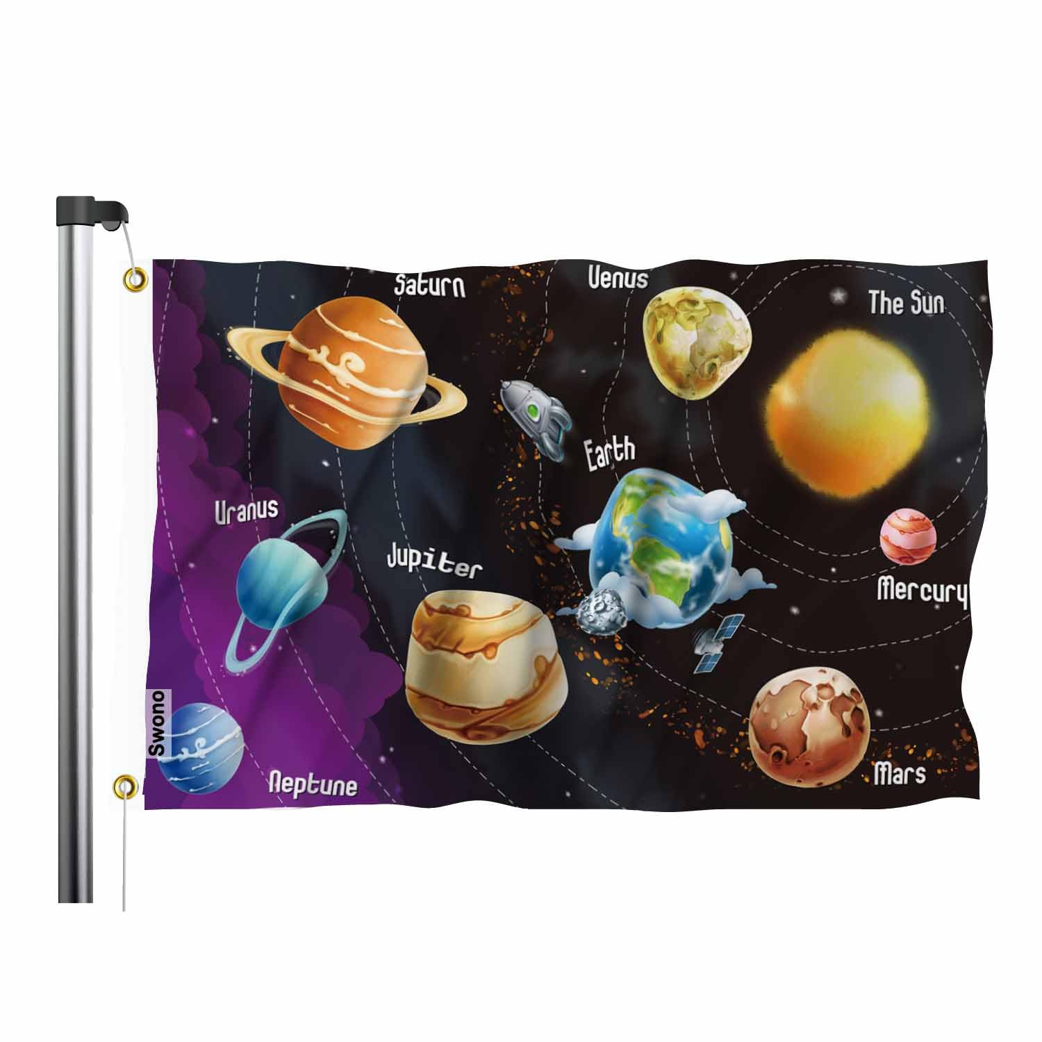 Amazon.com : Swono Solar System Flag 3x5 Ft Universe Planets Rockets ...