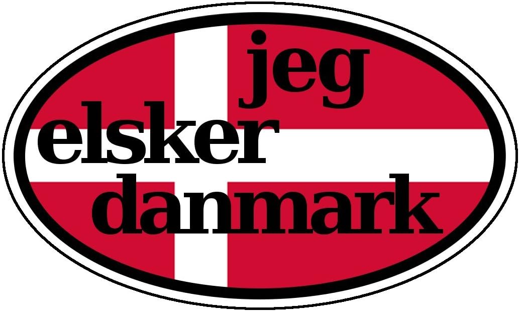 Amazon.com - Jeg Elsker Danmark - I Love Denmark - in Danish Flag Car ...