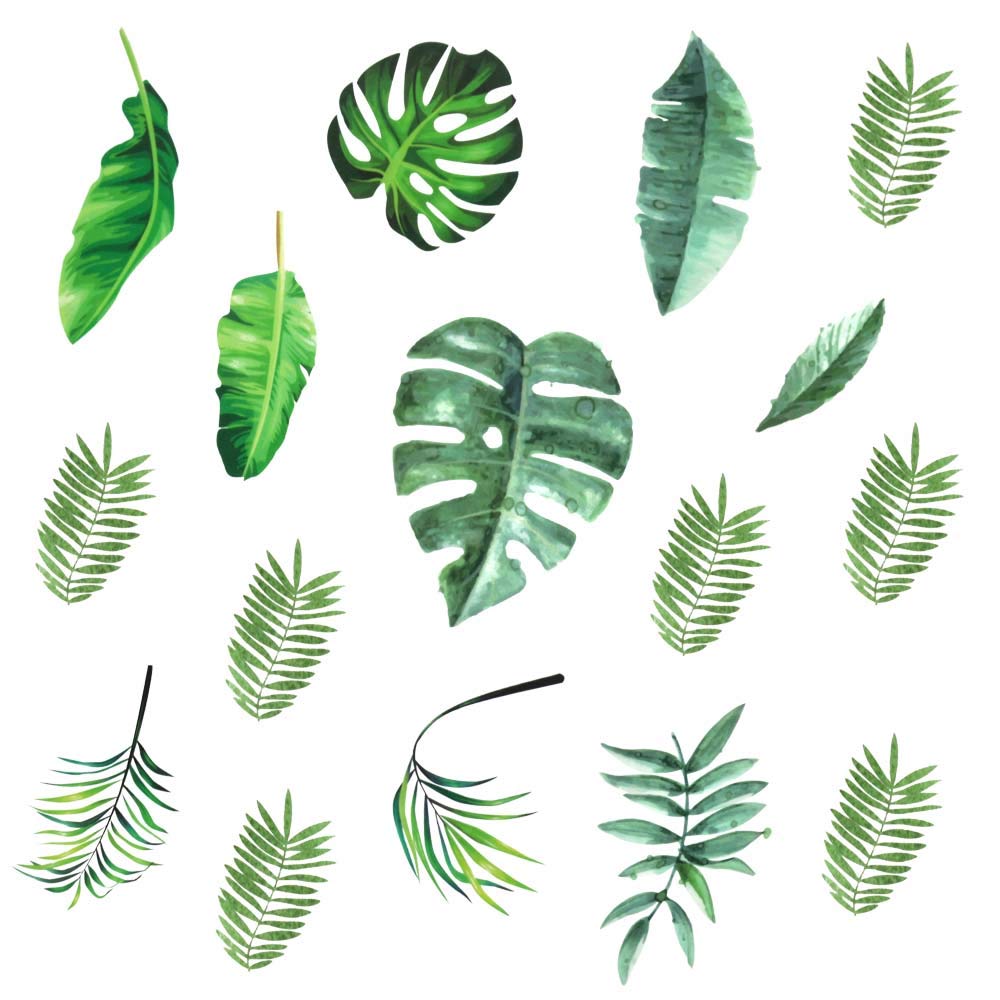 Buy Leaf Wall Decals, H2MTOOL 64 PCS Removable Tropical Plants Tree ...