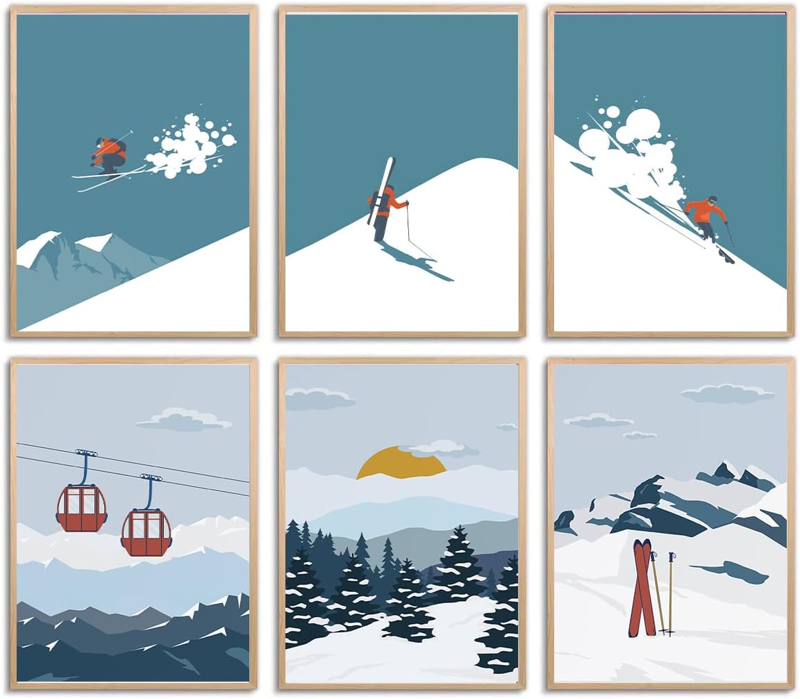 Amazon.com: KROEY Ski Poster Apres Ski Snowy Mountain Posters Vintage ...