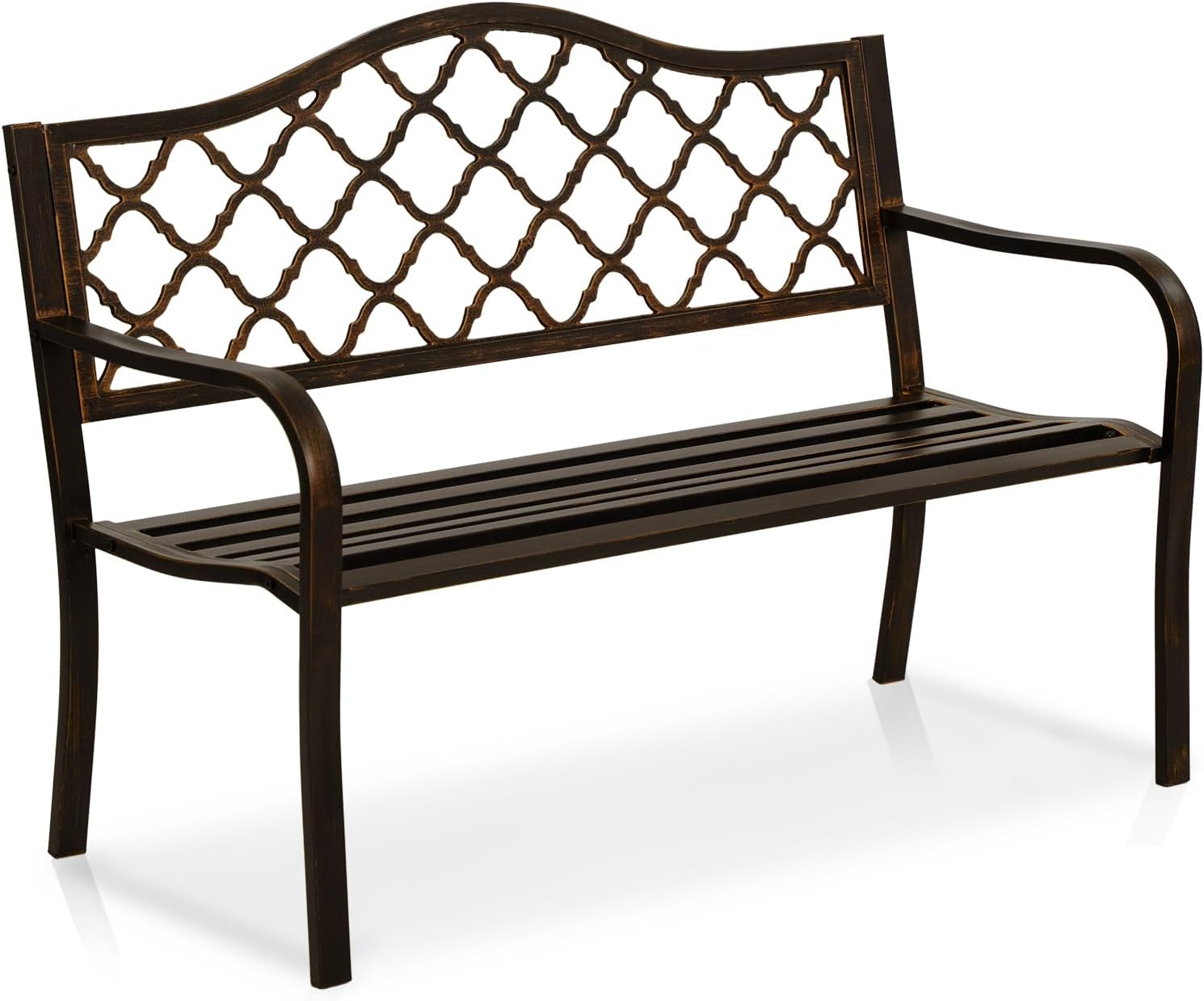 Amazon.com: Plainsity Outdoor Metal Bench, Outdoor Garden Bench with ...