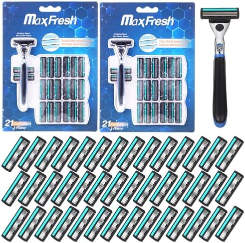 Amazon.com: Leriton 44 Pcs Razor Kit Refillable Three-blade Disposable ...