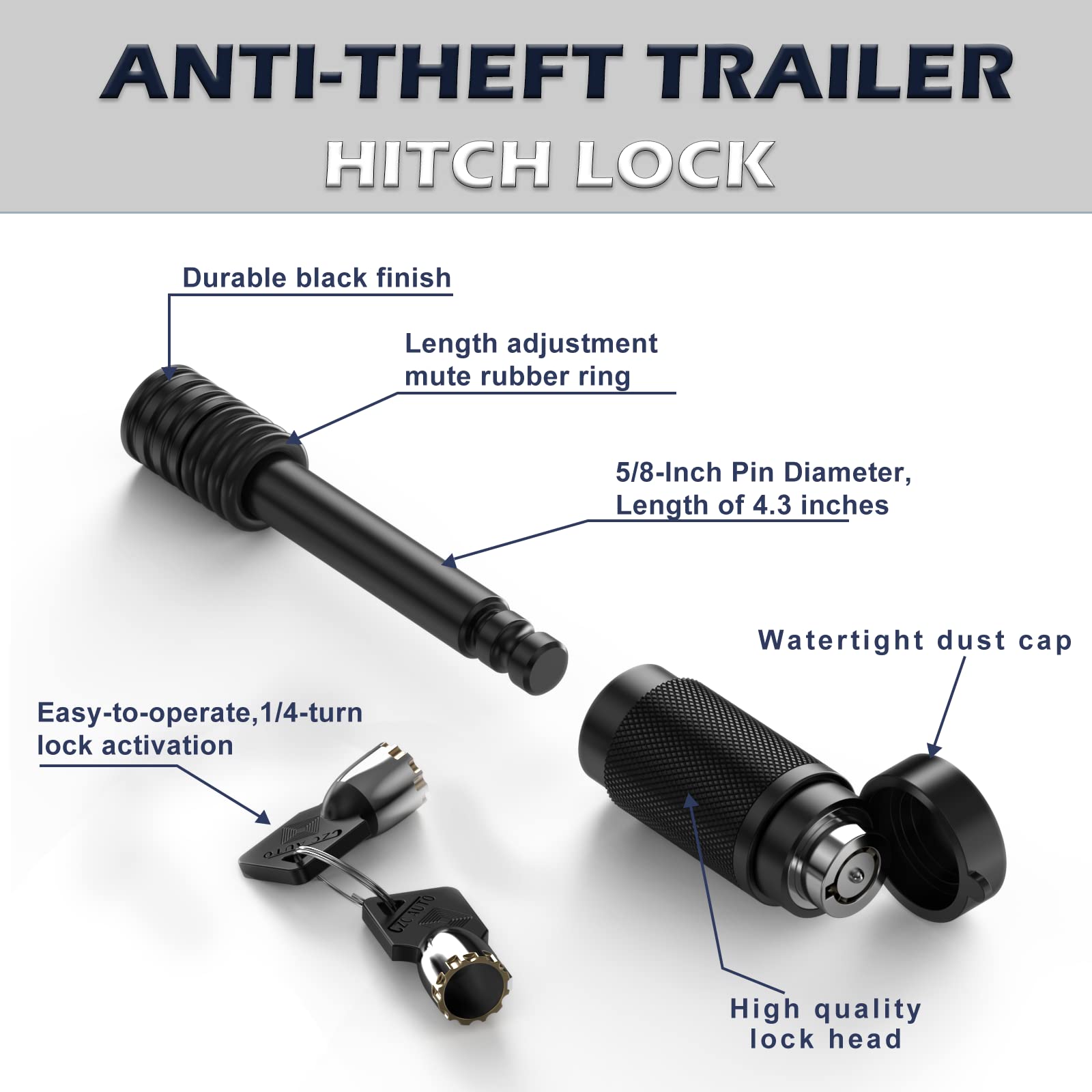Car & Truck Trailer Hitches Trailer Hitch Cover, 2 Inch Heavy Metal ...
