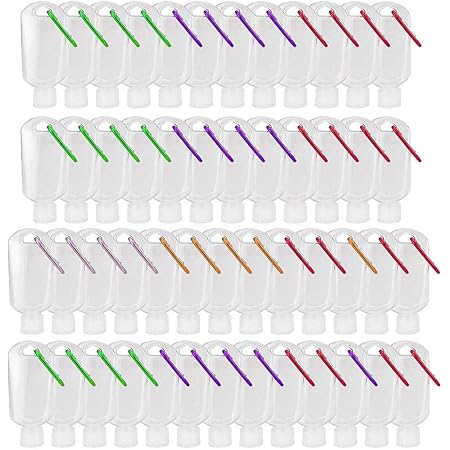 Amazon.com: HATTIE 50Pack Travel Plastic Clear Keychain Bottles 50ml ...
