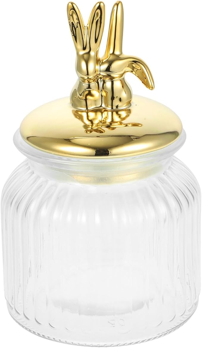 Amazon.com: Kichvoe Glass Bunny Jar Decorative Easter Canister With ...