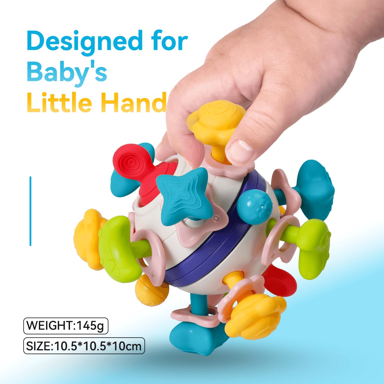 Baby Sensory Teething Rattle Toys - Baby Teething Toys for 0-6-12 ...