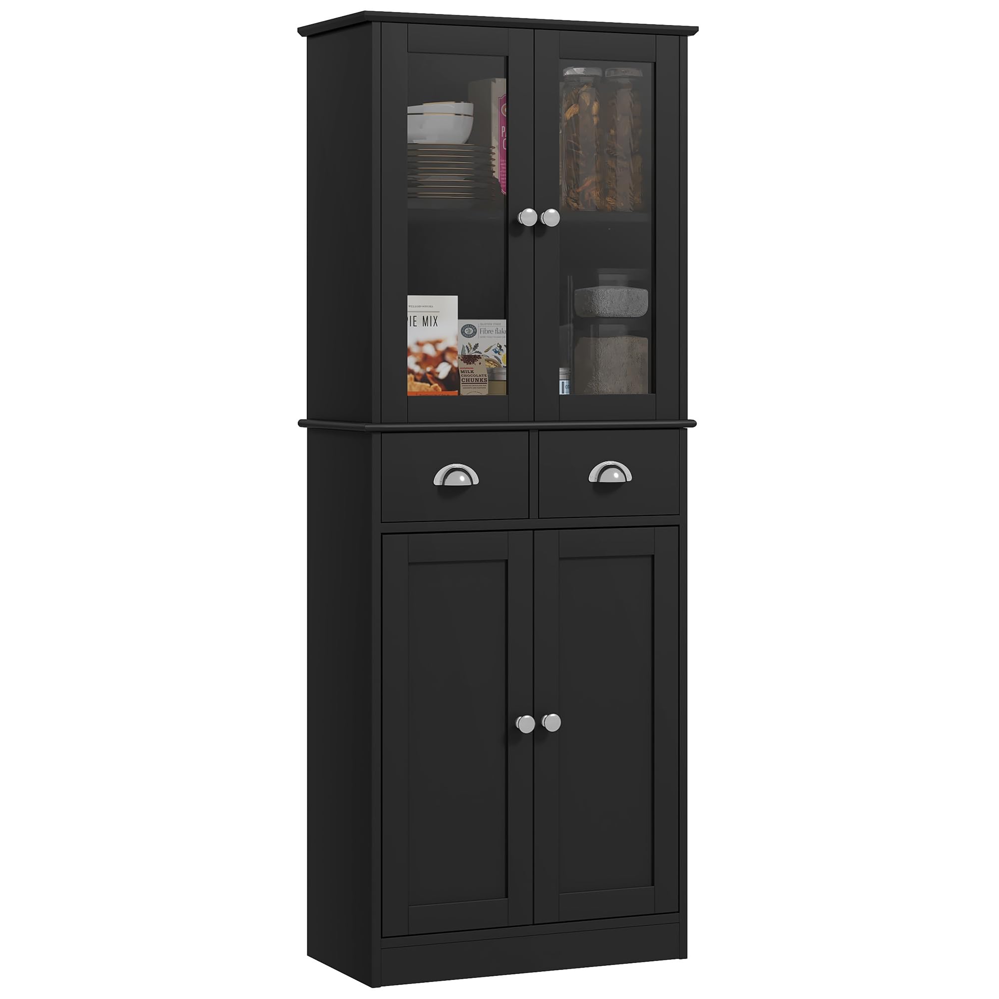 HOMCOM 61" Kitchen Pantry Cabinet, Freestanding Farmhouse Storage ...