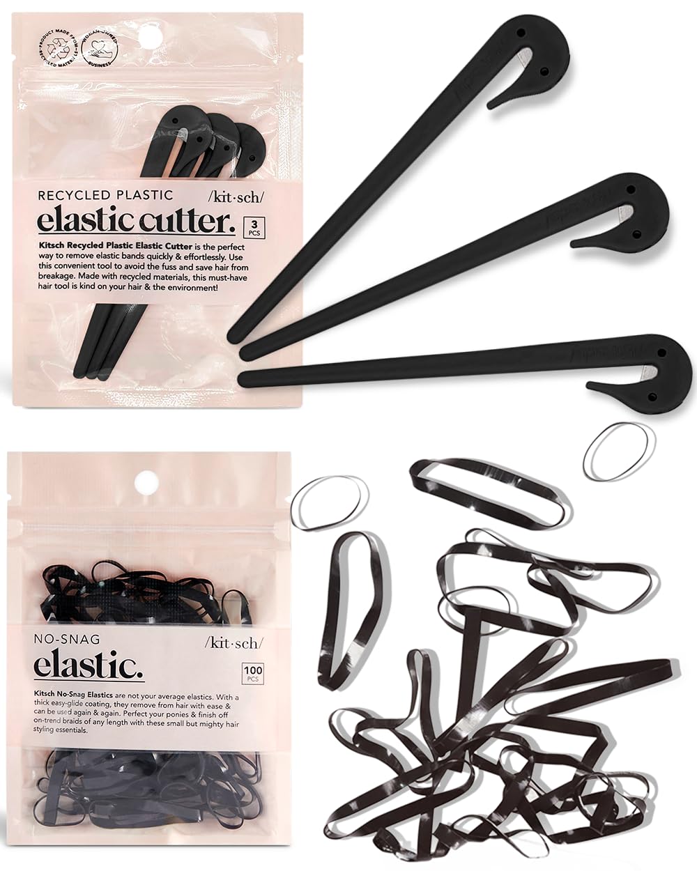 Amazon.com : Kitsch Elastic Hair Tie Cutter with 100 Pcs No-Snag Rubber ...